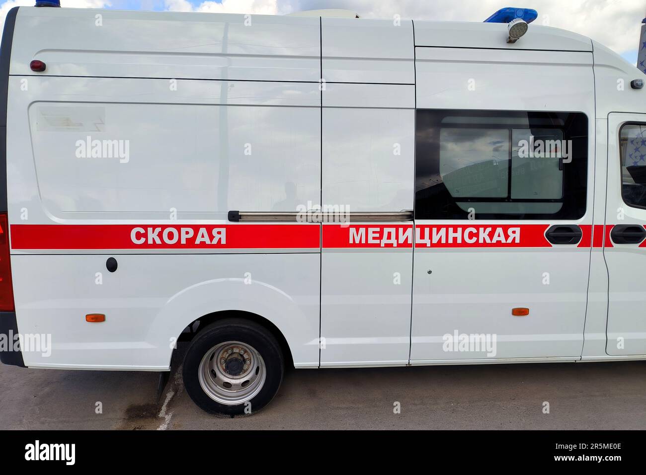 Russian Federation. Saint-Petersburg. Summer. The car is an ambulance ...