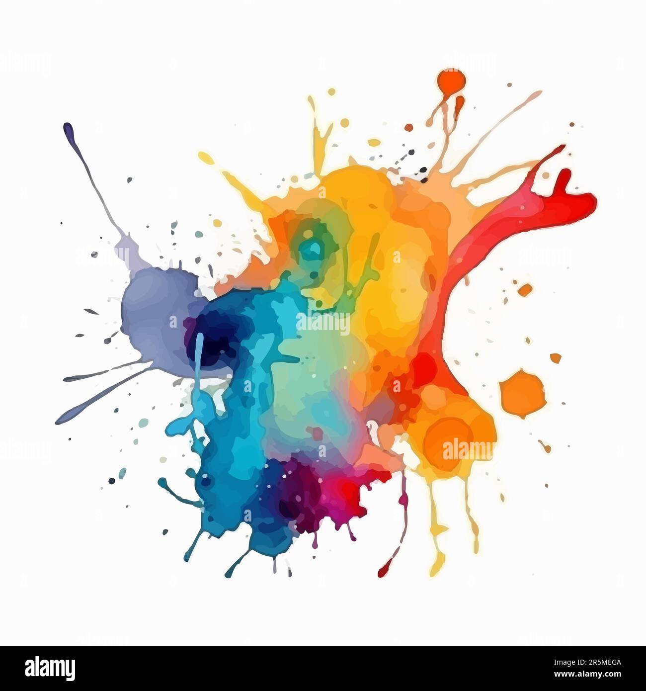 Splashes watercolor. Bright liquid paint splash or ink splatter. Abstract colorful background. Vector illustration Stock Vector Image Art Alamy