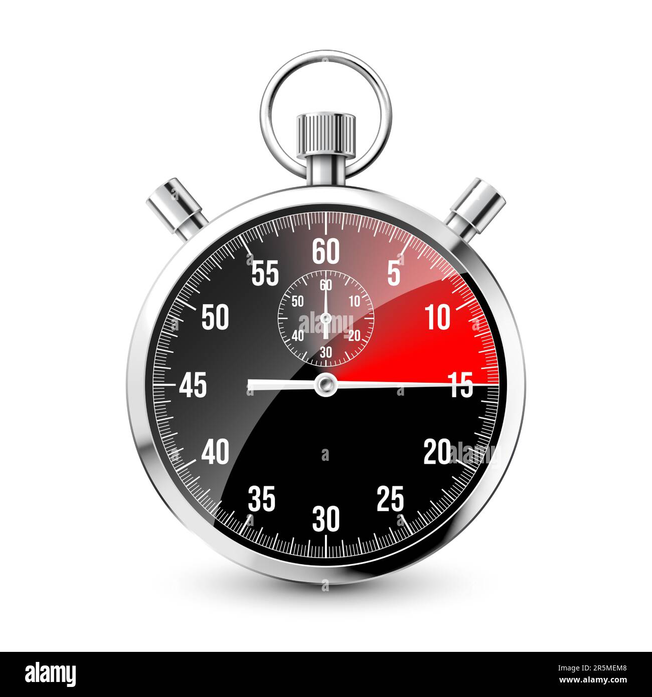 Realistic classic stopwatch. Shiny metal chronometer, time counter with ...