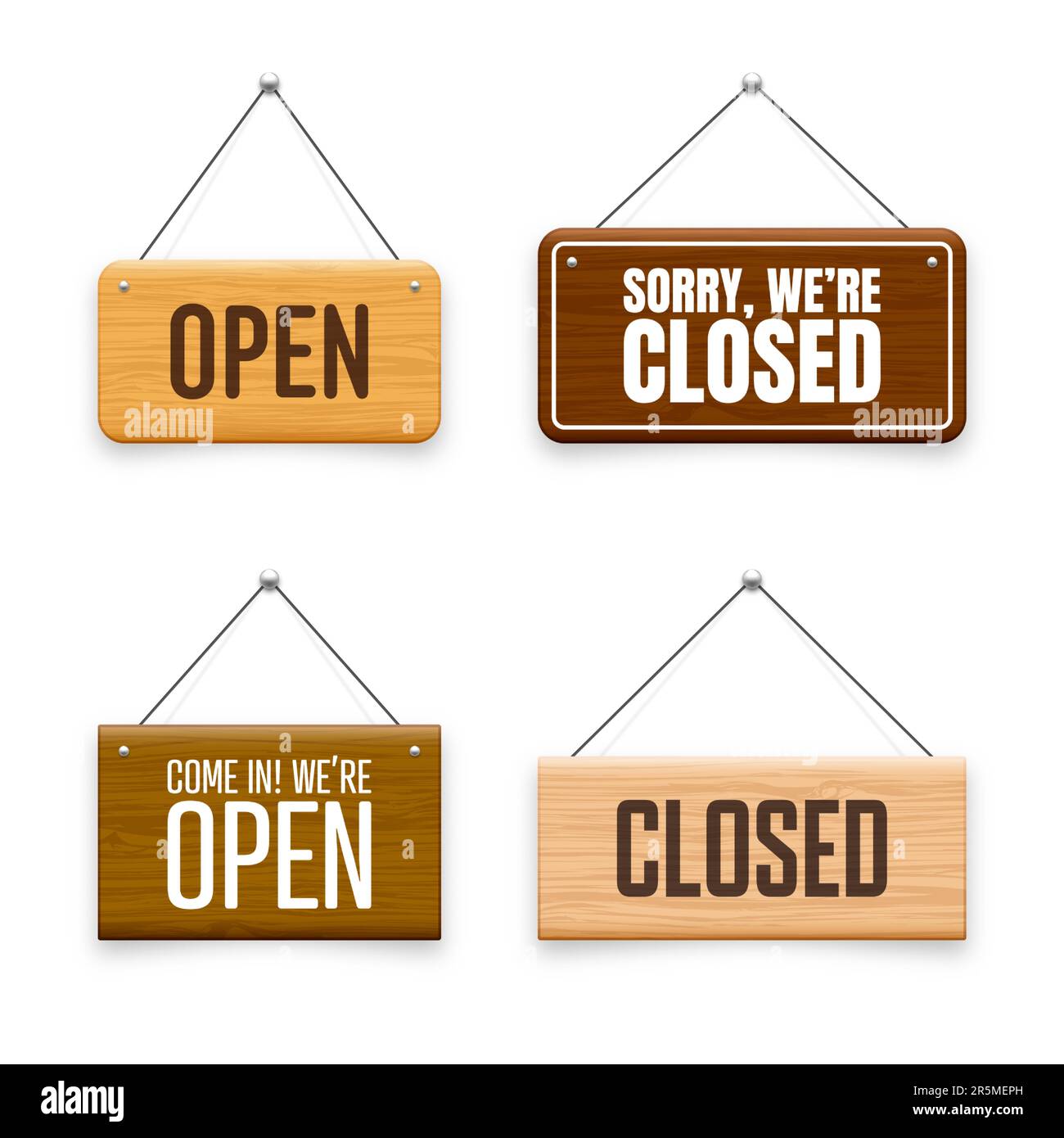 Wooden open or closed hanging signboards. Made of wood door sign for ...