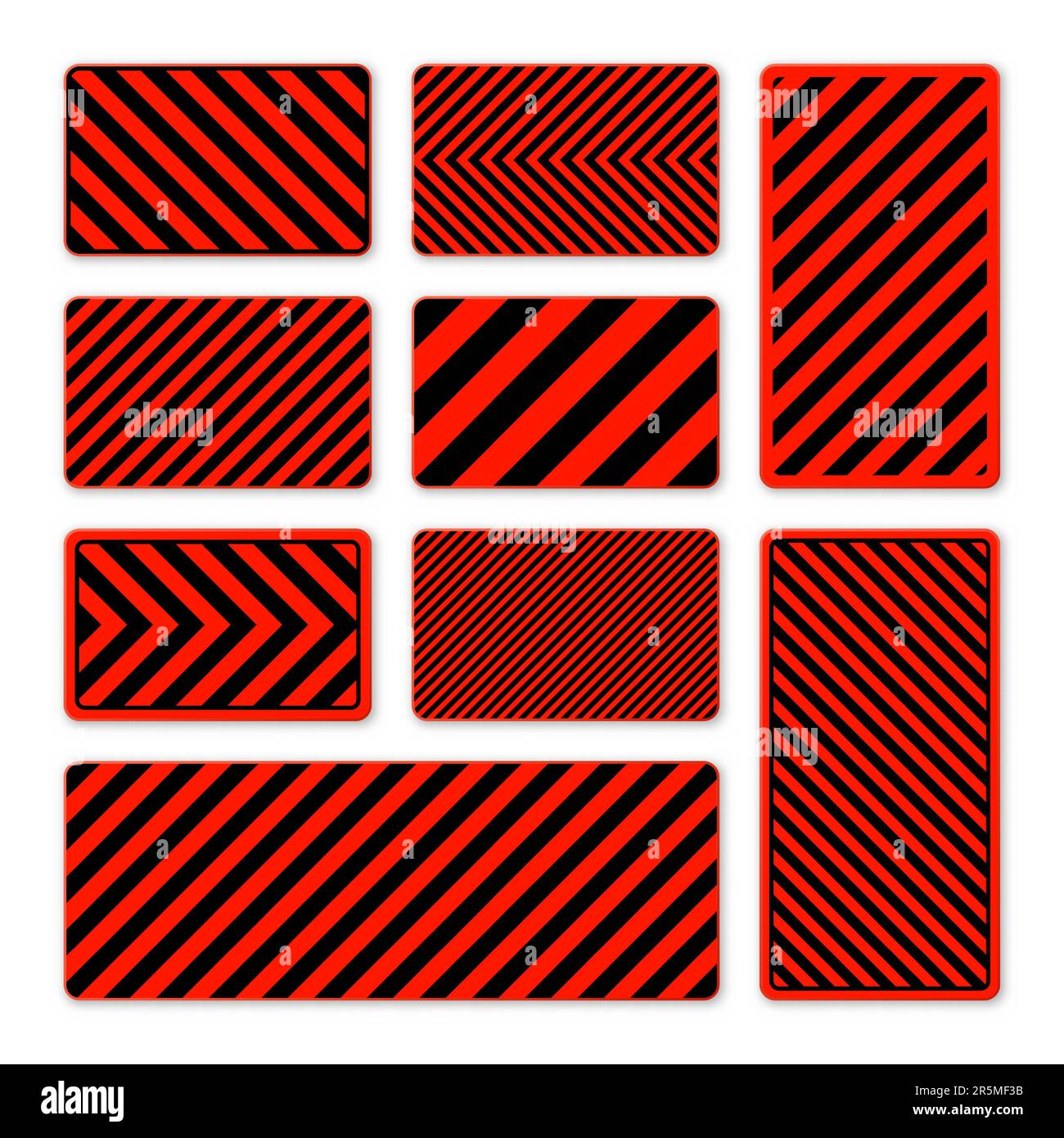 Various black and red warning signs with diagonal lines. Attention ...