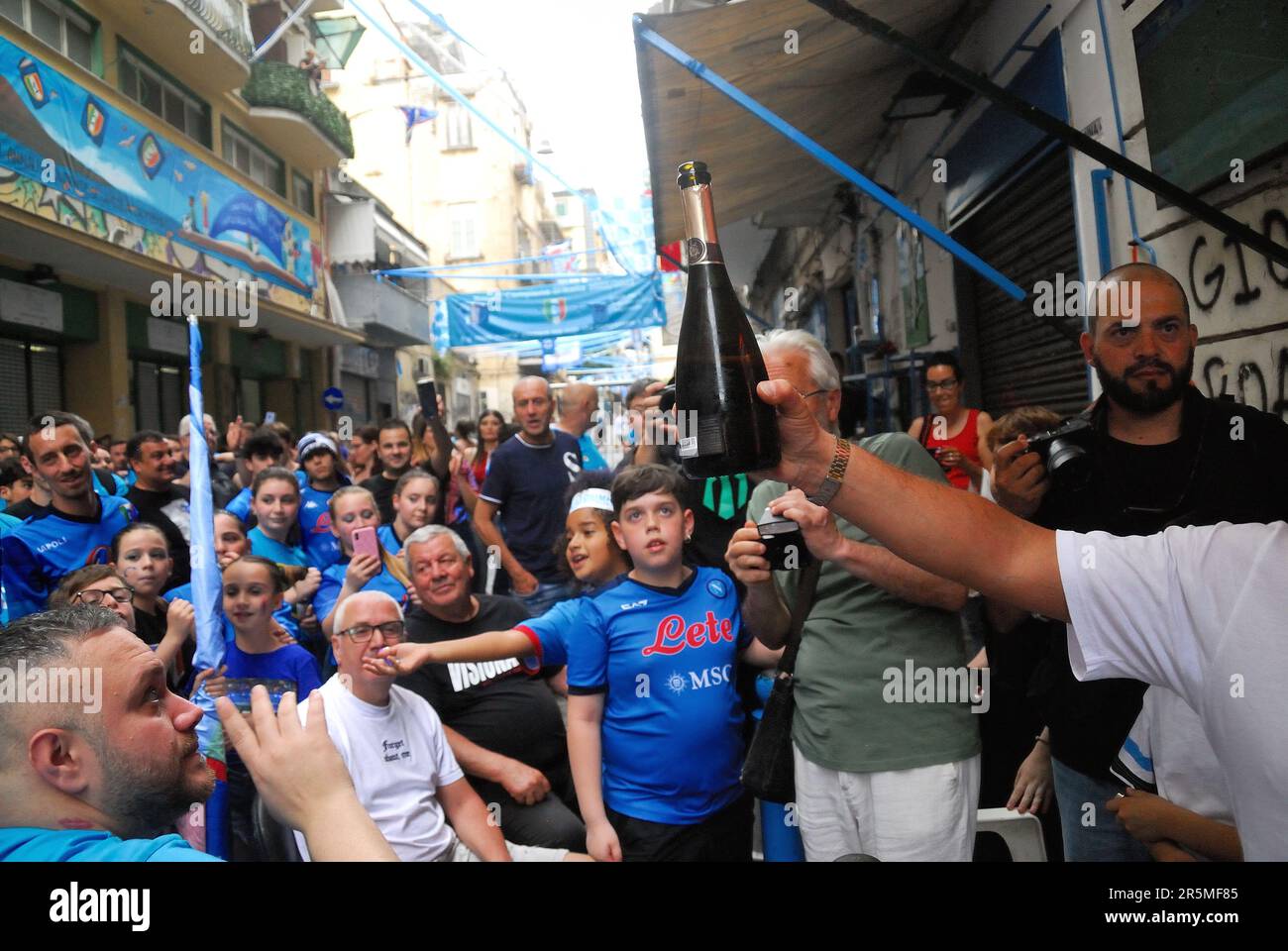 Naples, Italy, June 4th, 2023. Forcella neighborhood. People wearing ...