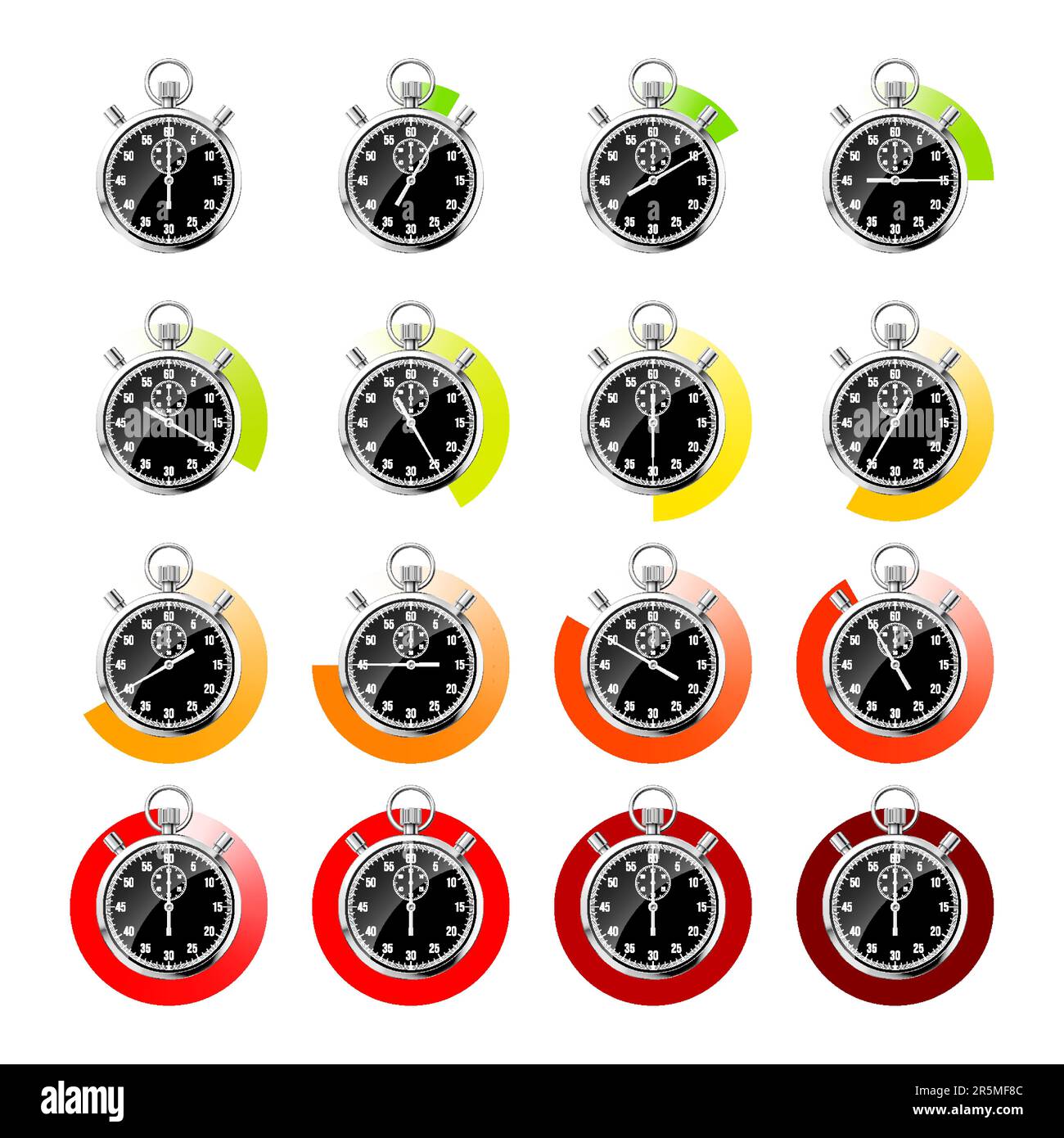 Realistic classic stopwatch. Shiny metal chronometer, black time ...