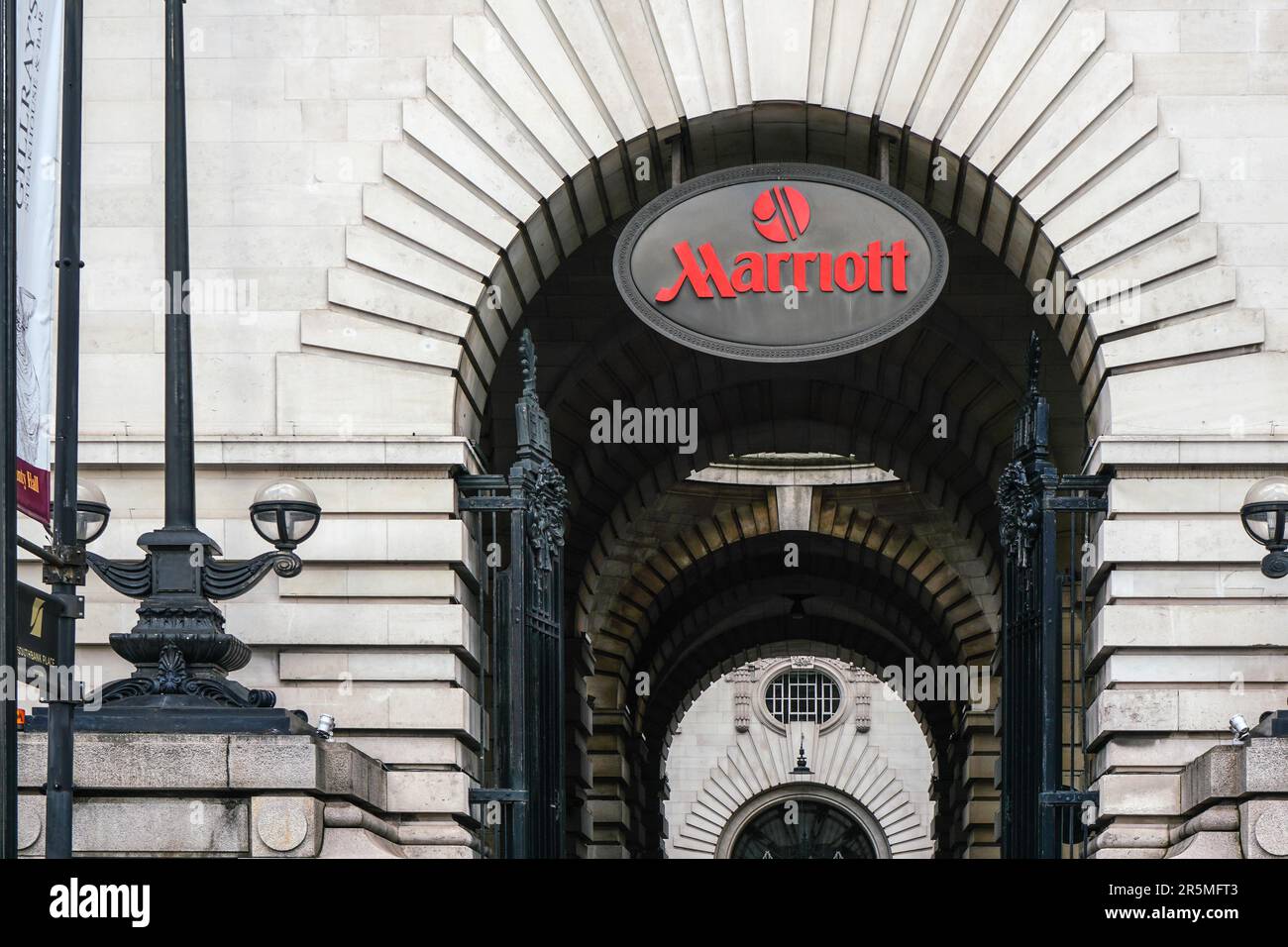 London, United Kingdom - February 02, 2019: Red label logo on Marriott ...