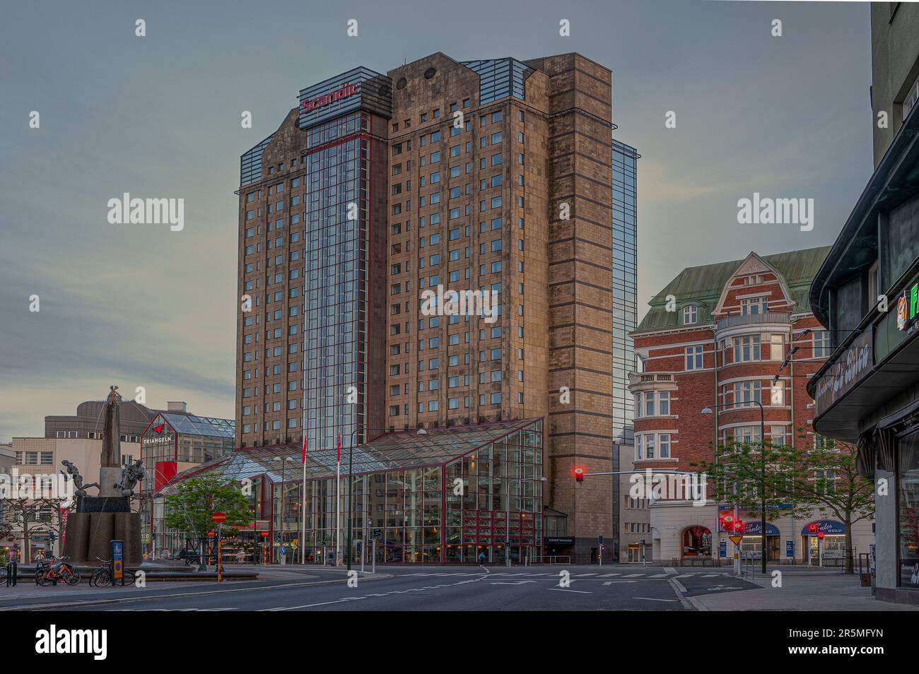 The Malmö City square Triangeln in twilight hour, Malmö, Sweden, May 22 ...