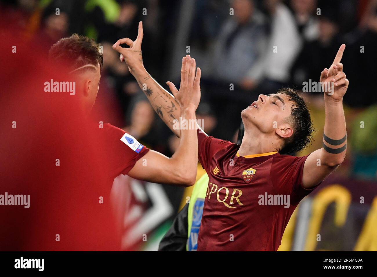 Rome, Italy. 04th June, 2023. Paulo Dybala of AS Roma celebrates after ...