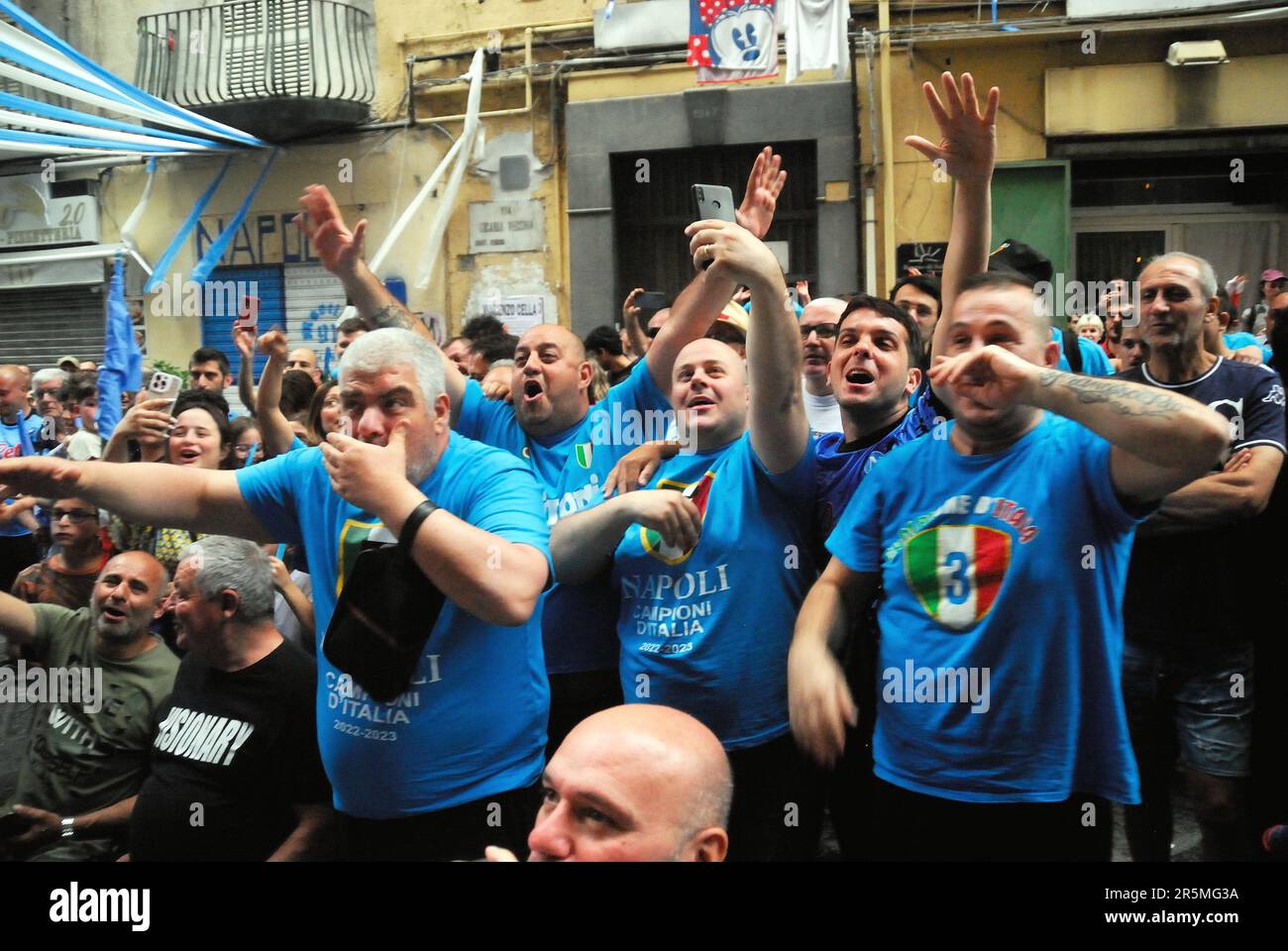 Naples, Italy, June 4th, 2023. Forcella neighborhood. People wearing ...