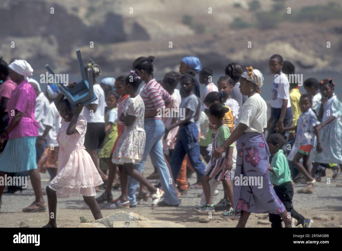 People at catholic procession in the City of Praia on the Island of ...