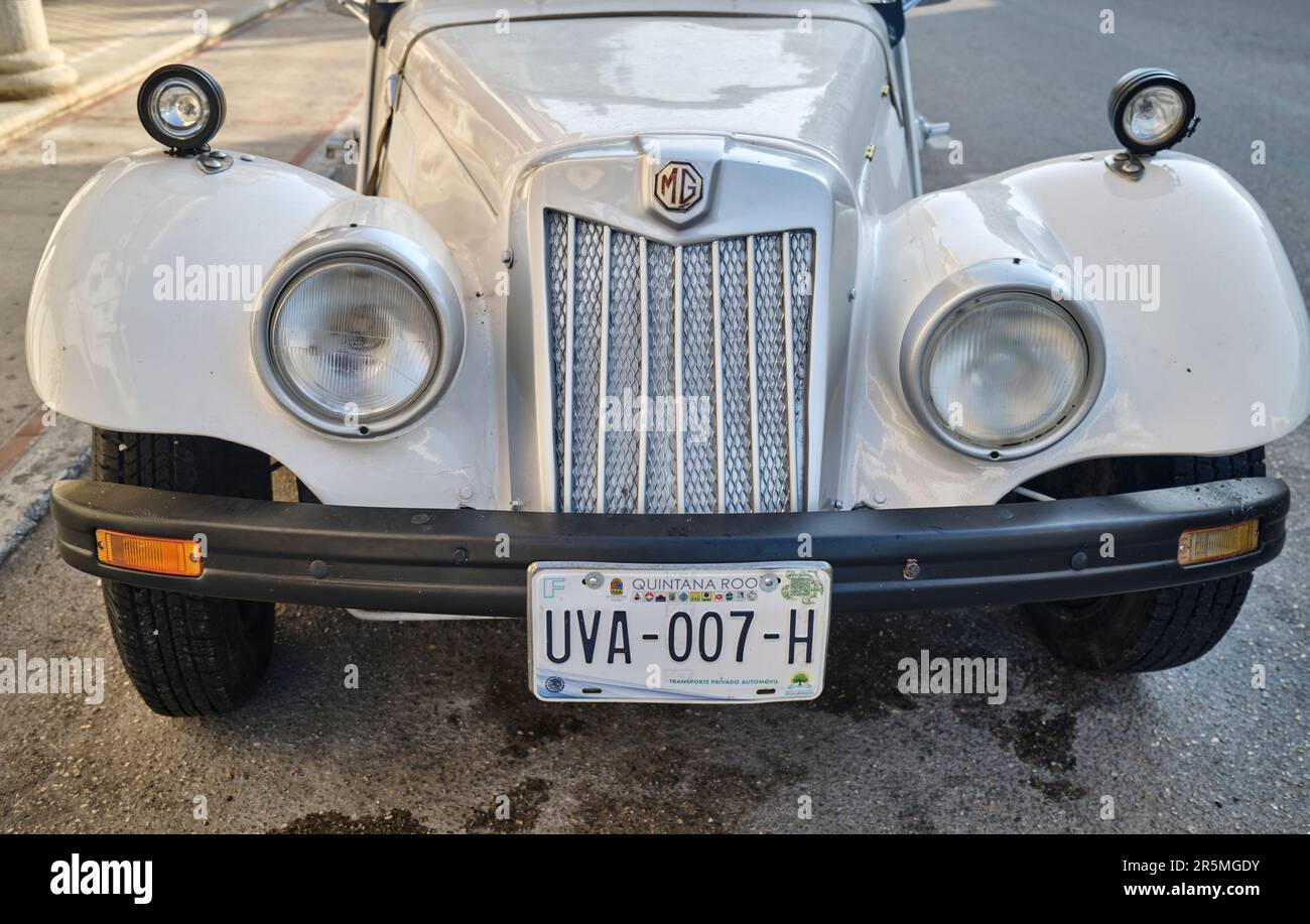 MG Classic Car parked in Playa del Carmen Mexico Stock Photo - Alamy