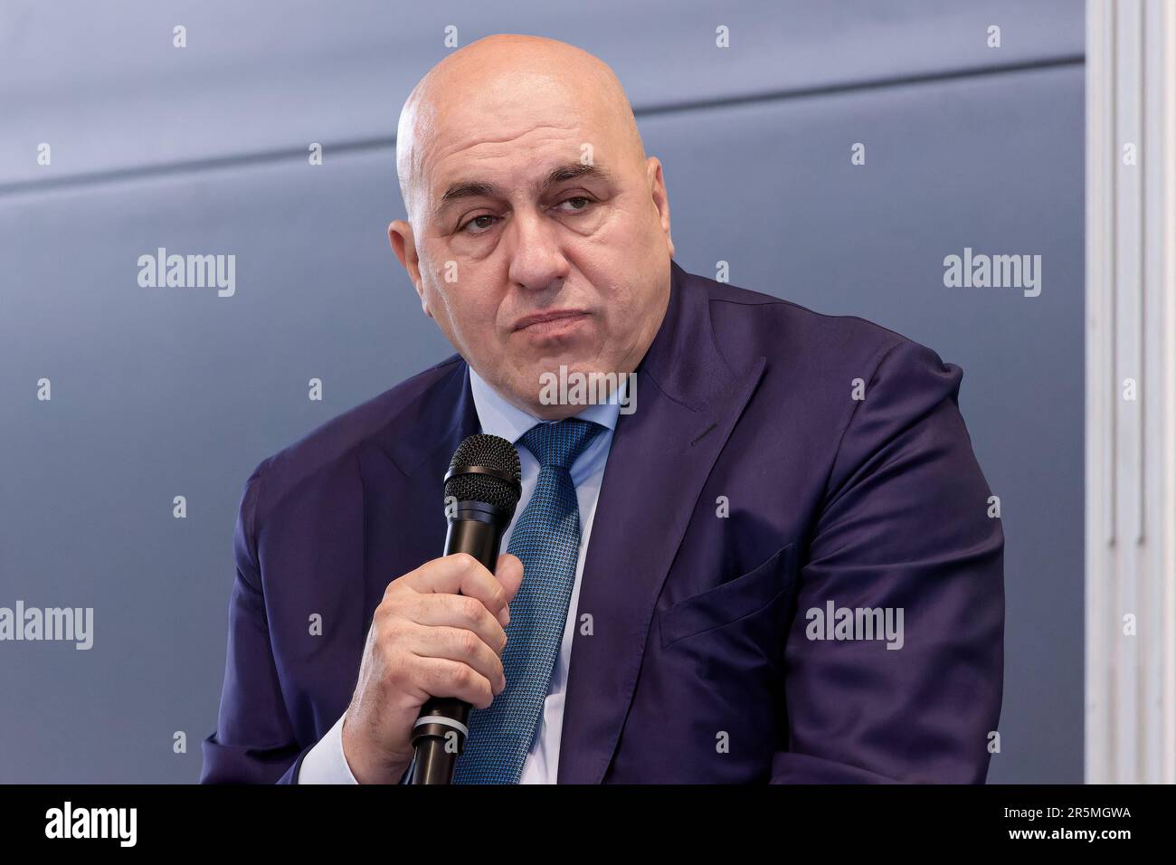 Italian Minister of Defence Guido Crosetto speaks at the 2023 edition ...