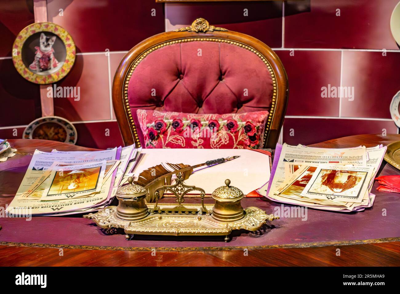 Close up view of Dolores Umbridge's desk on the set of her office at ...