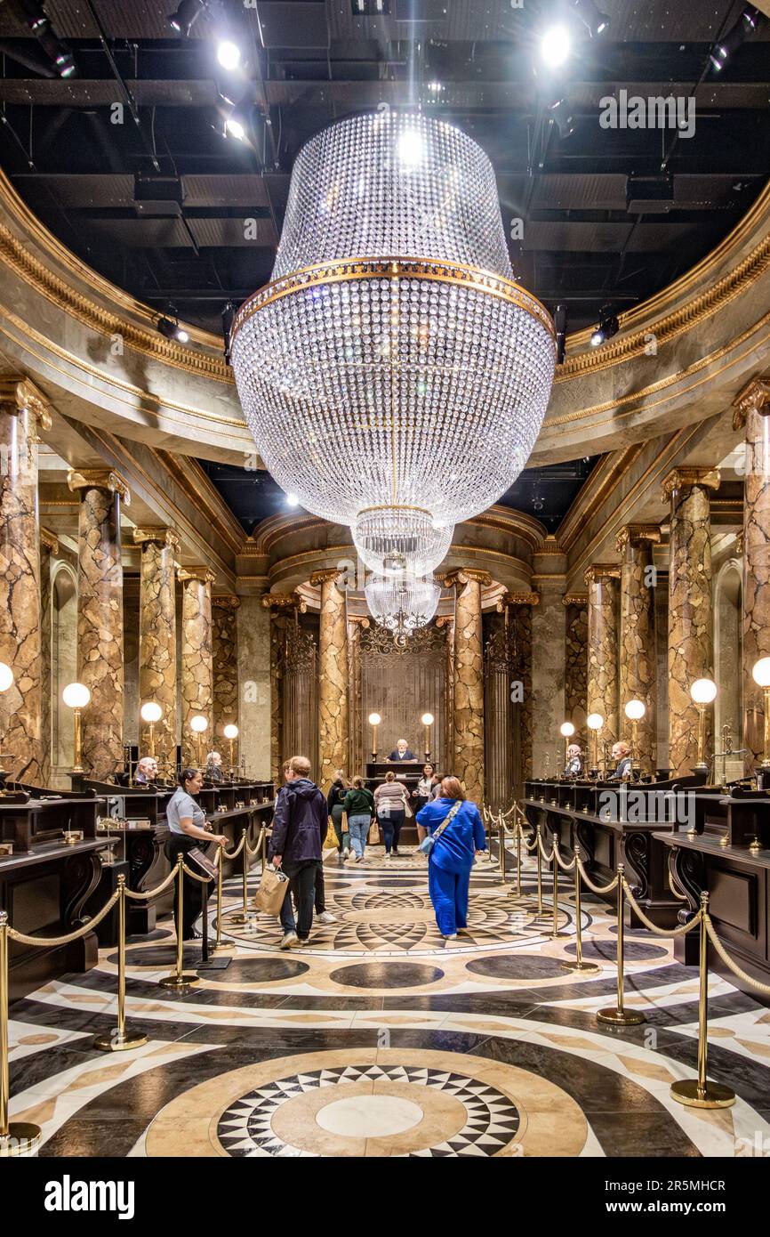 Visitors in the the bank set on the Warner Brothers Harry Potter studio ...