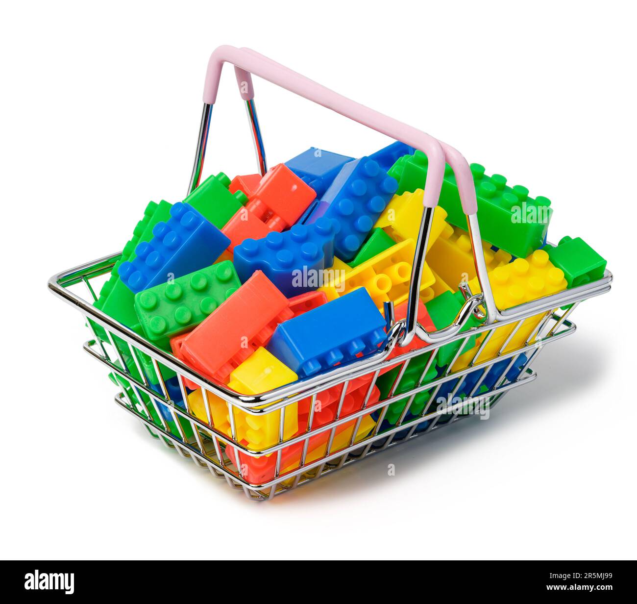 Multi-colored plastic cubes of a children's designer on a white ...