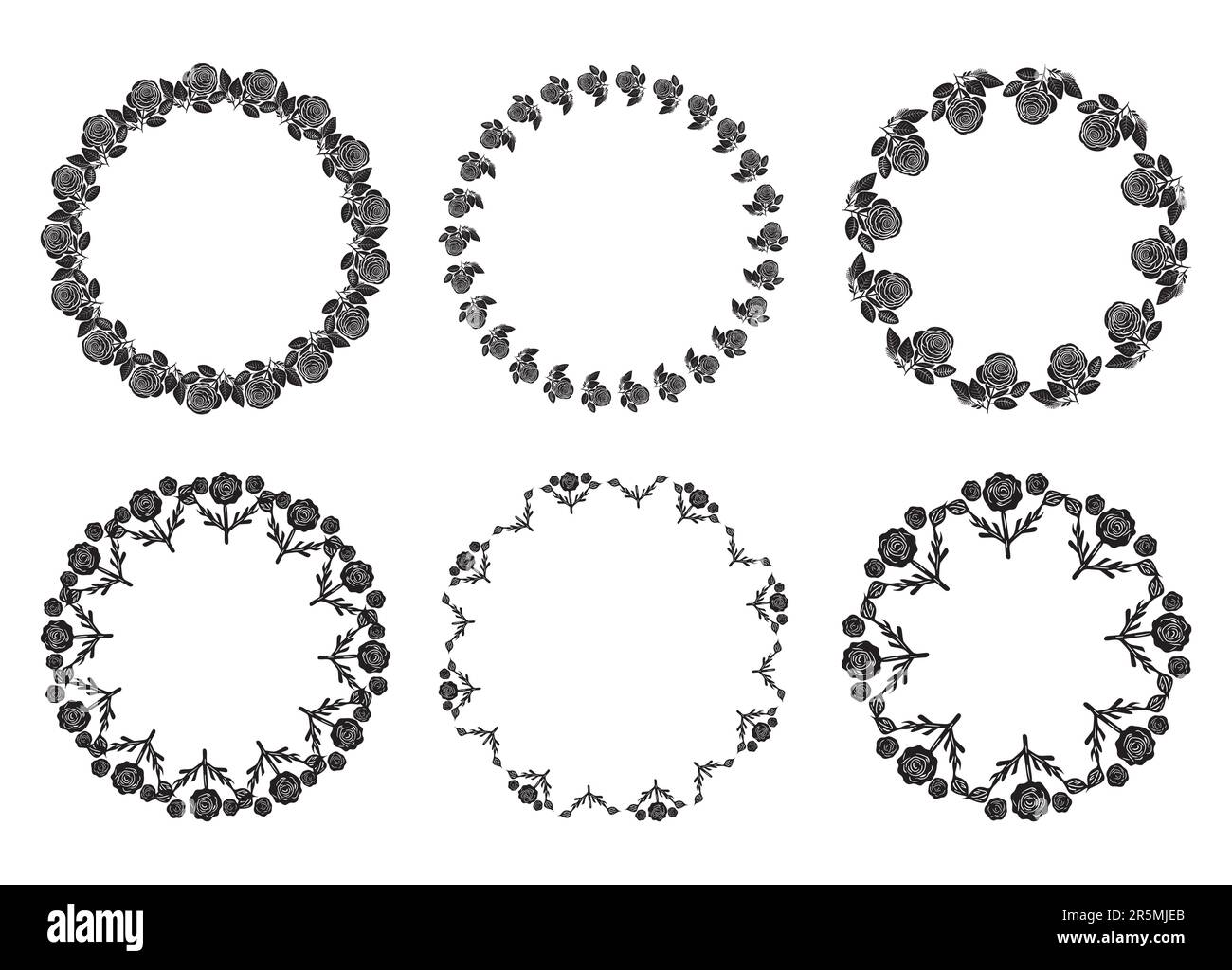 Collection of floral nordic decorative frames isolated on white ...