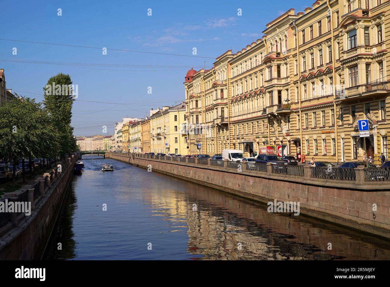 St. Petersburg, Russia - August 28, 2022. Ancient houses on the ...