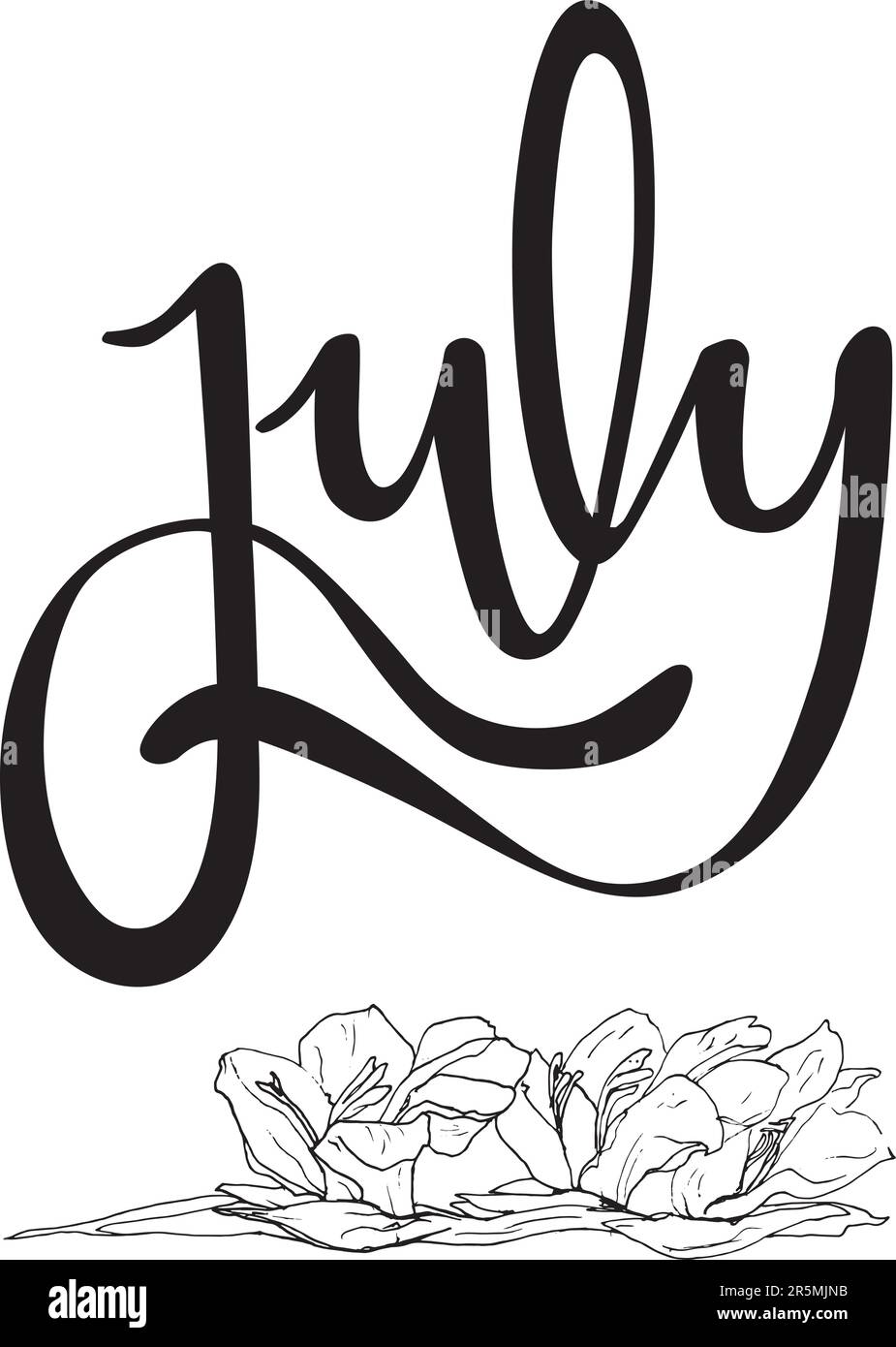 Handwritten and vectorized lettering sign "July". Graphic resource on ...