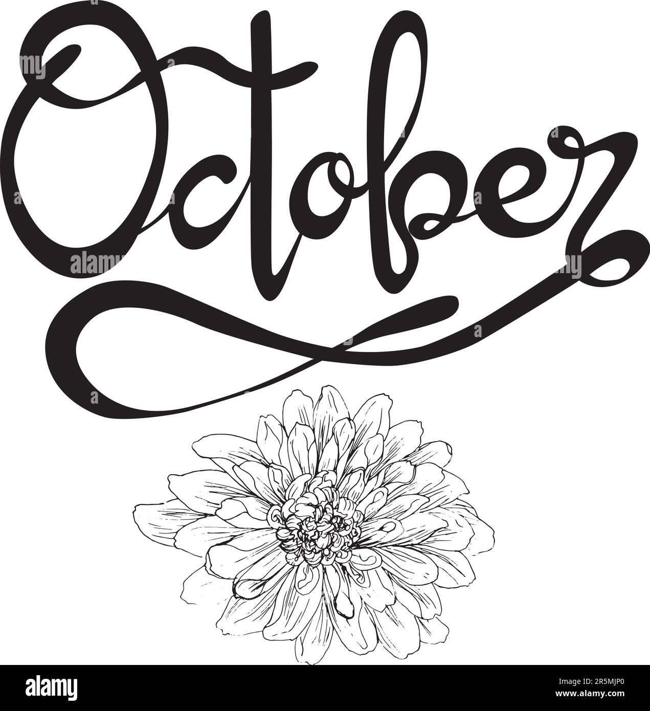 Handwritten and vectorized lettering sign "October". Graphic resource ...