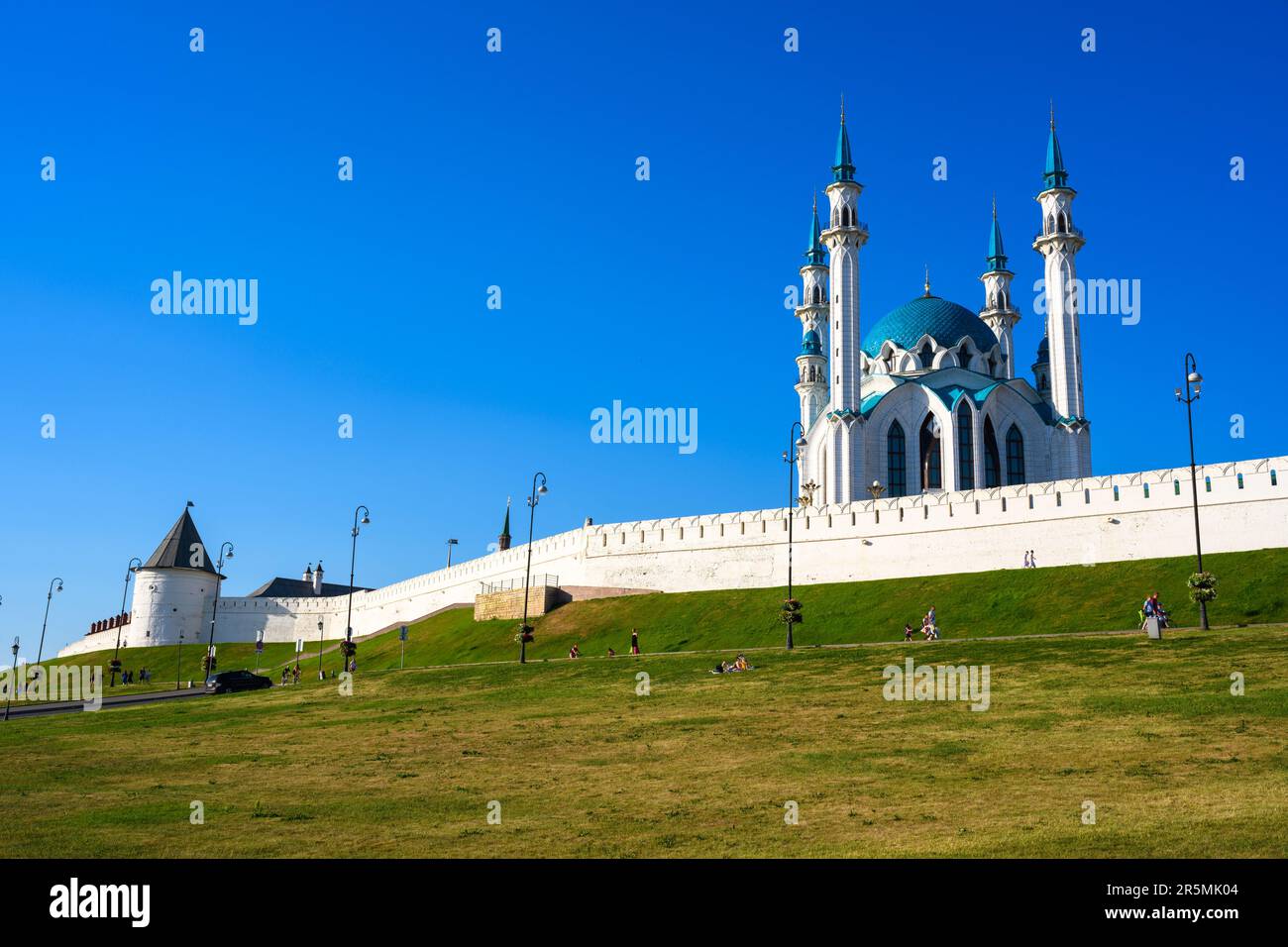 Kazan Kremlin in summer, Tatarstan, Russia. It is top landmark of Kazan. Scenery of white wall ...