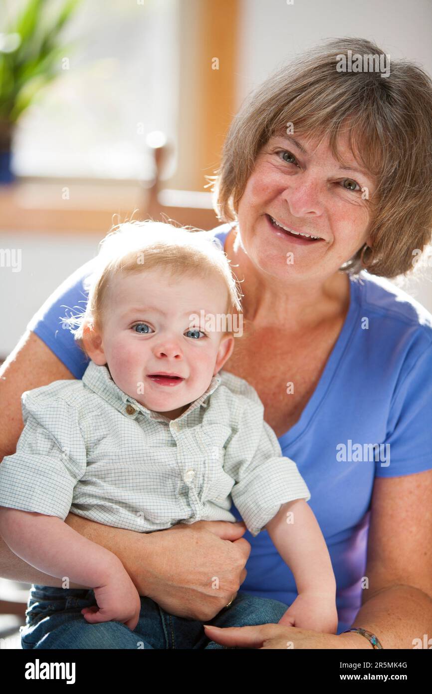 Angela Robinson with her grand child Eben Stock Photo - Alamy