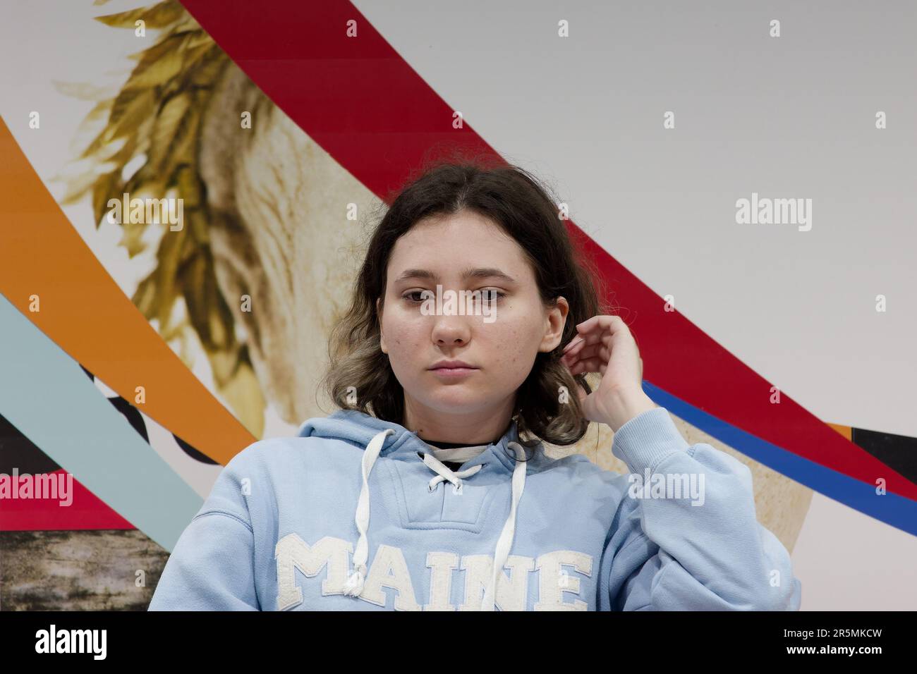 Russian pro-democracy activist Olga Misik speaks at the 2023 edition of ...