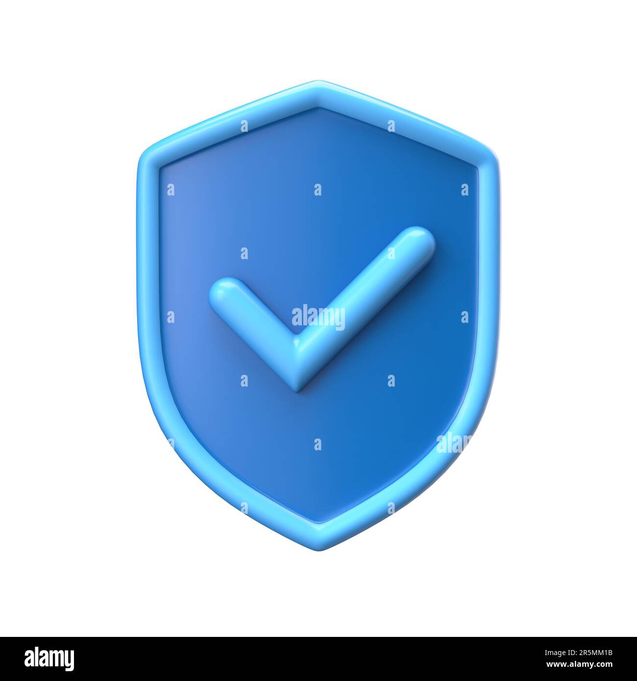 Blue shield with check mark 3D rendering illustration isolated on white ...
