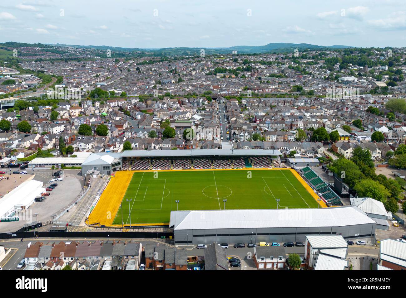 Aerial view of Newport, South Wales, showing Rodney Parade football ...