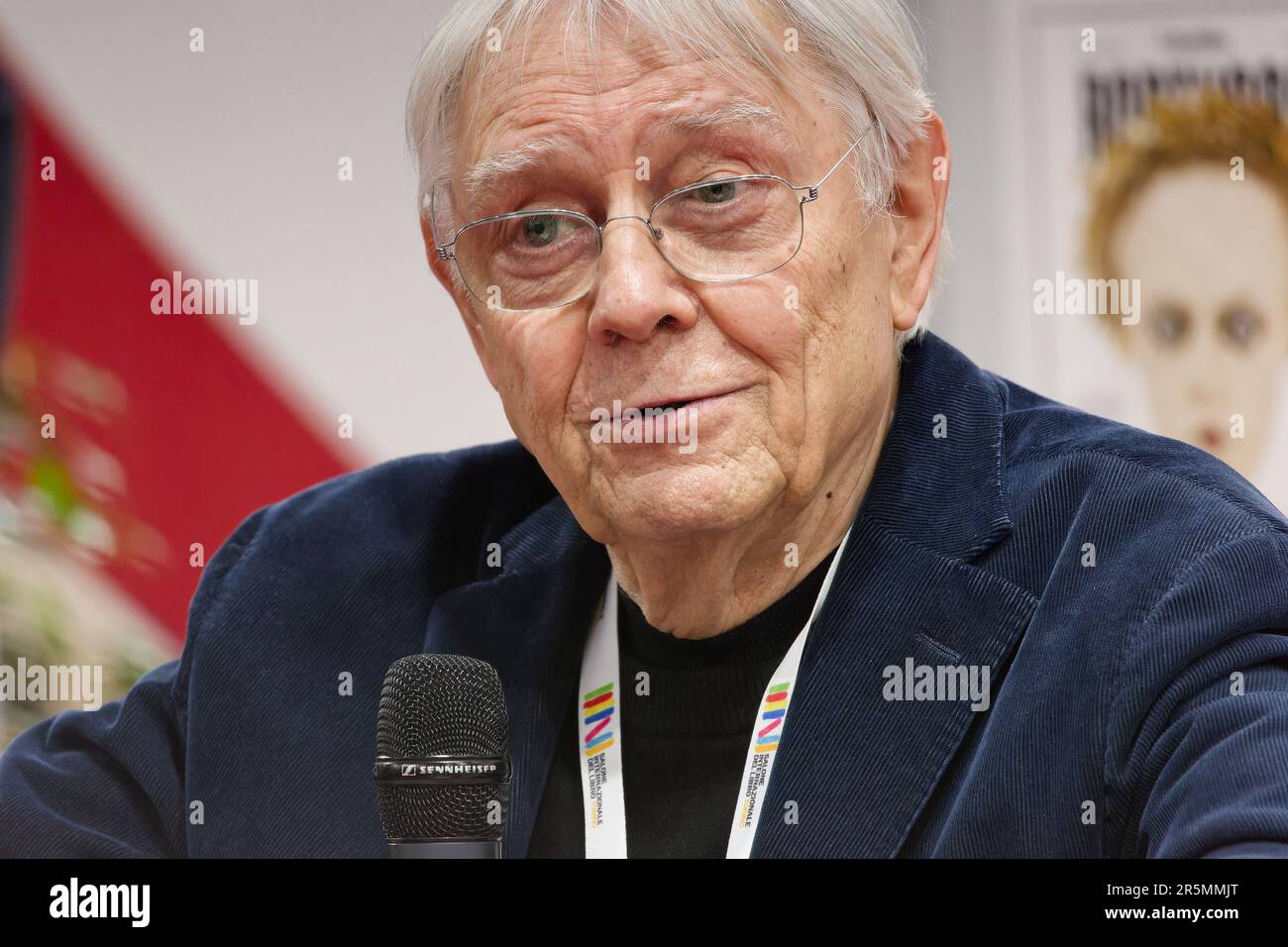 Italian artist Milo Manara speaks at the 2023 edition of the Turin ...