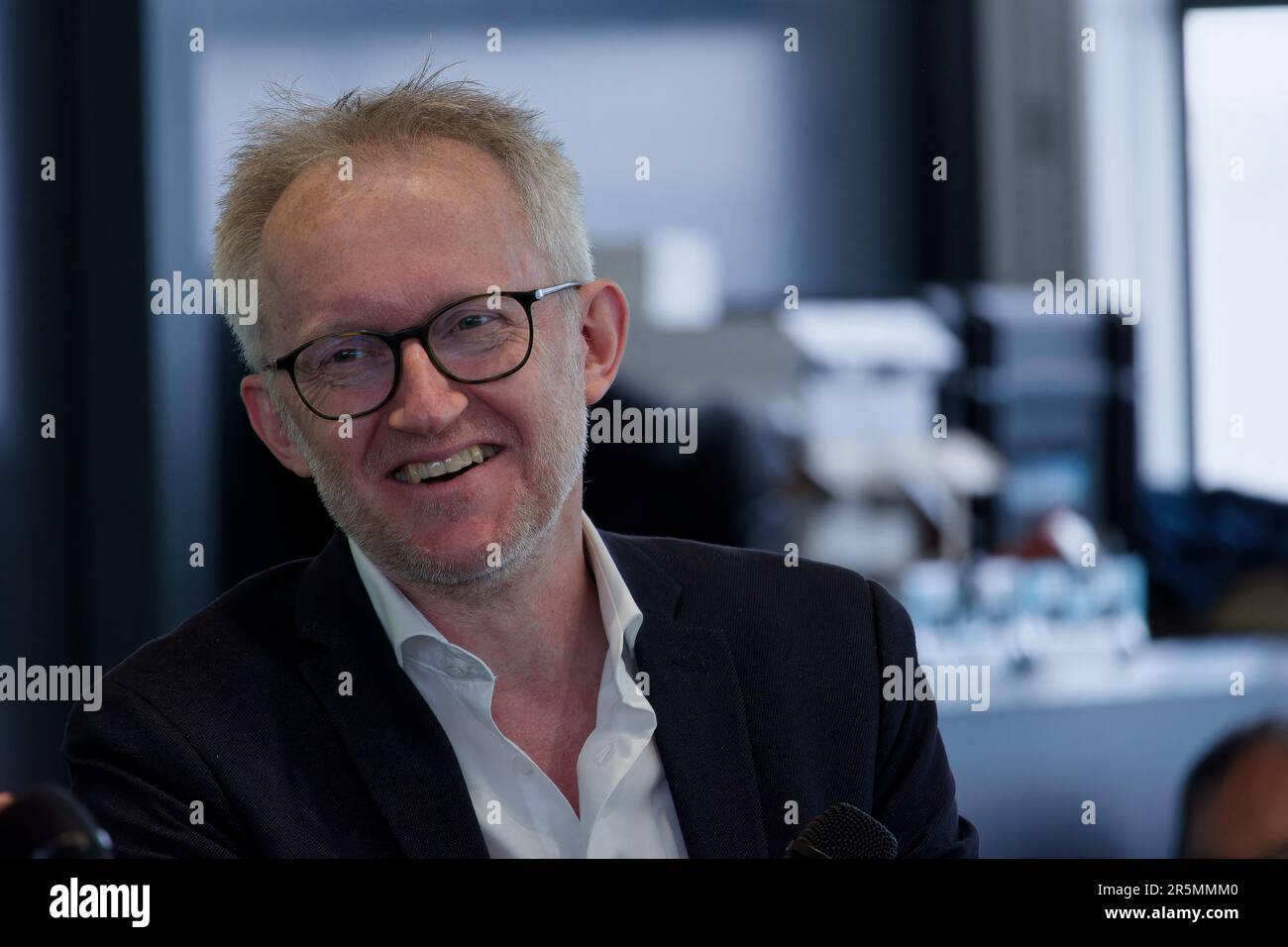 Belgian cultural historian David Van Reybrouck speaks at the 2023 ...