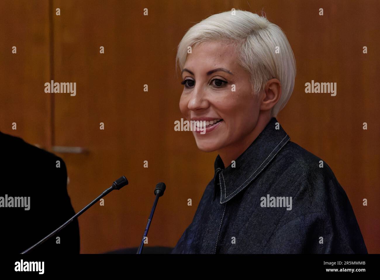Italian singer Malika Ayane speaks at the 2023 edition of the Turin ...