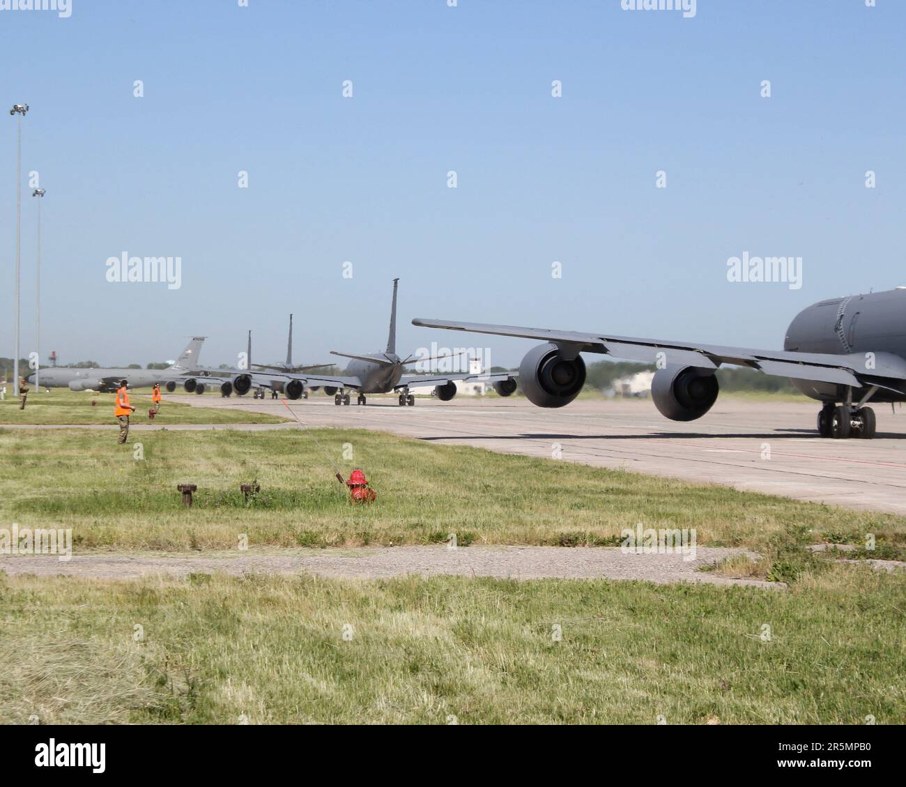 KC-135 Stratotanker aircraft perform an “elephant walk” to move in to ...