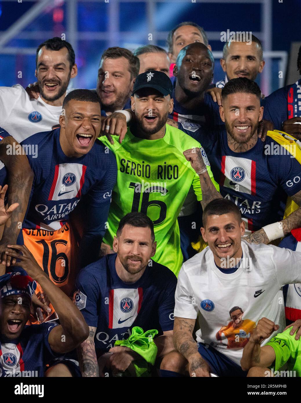 PARIS, FRANCE - JUNE 3: PSG players, Kylian Mbappe, Neymar, Sergio ...