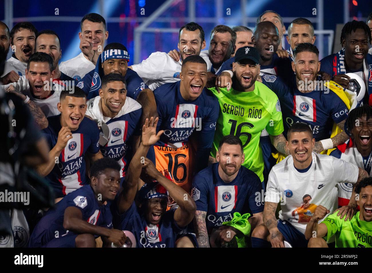 PARIS, FRANCE - JUNE 3: PSG players, Kylian Mbappe, Neymar, Sergio ...