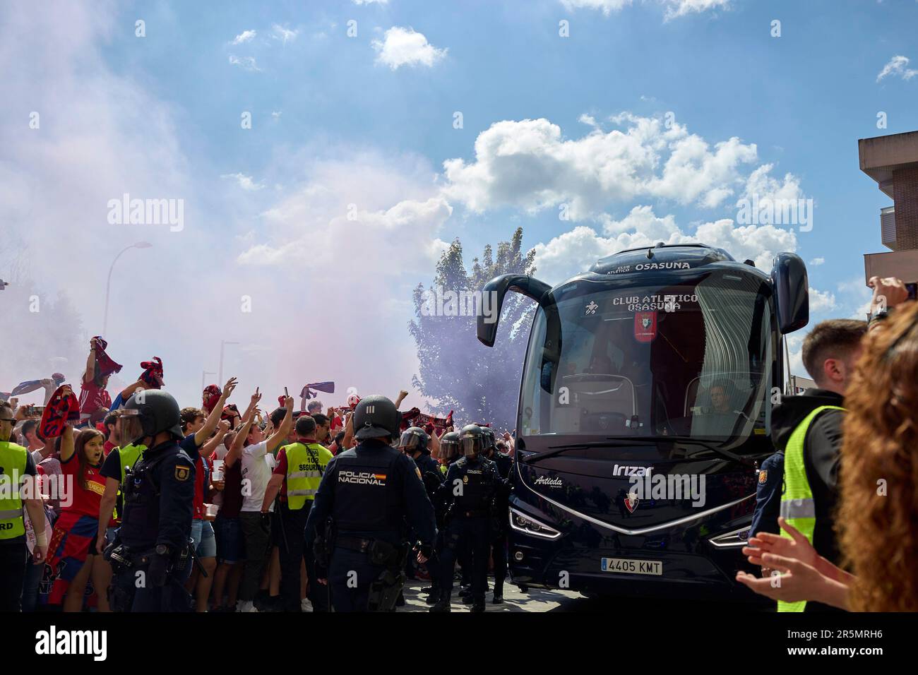 Reception of the CA Osasuna bus during the the Spanish football of La ...
