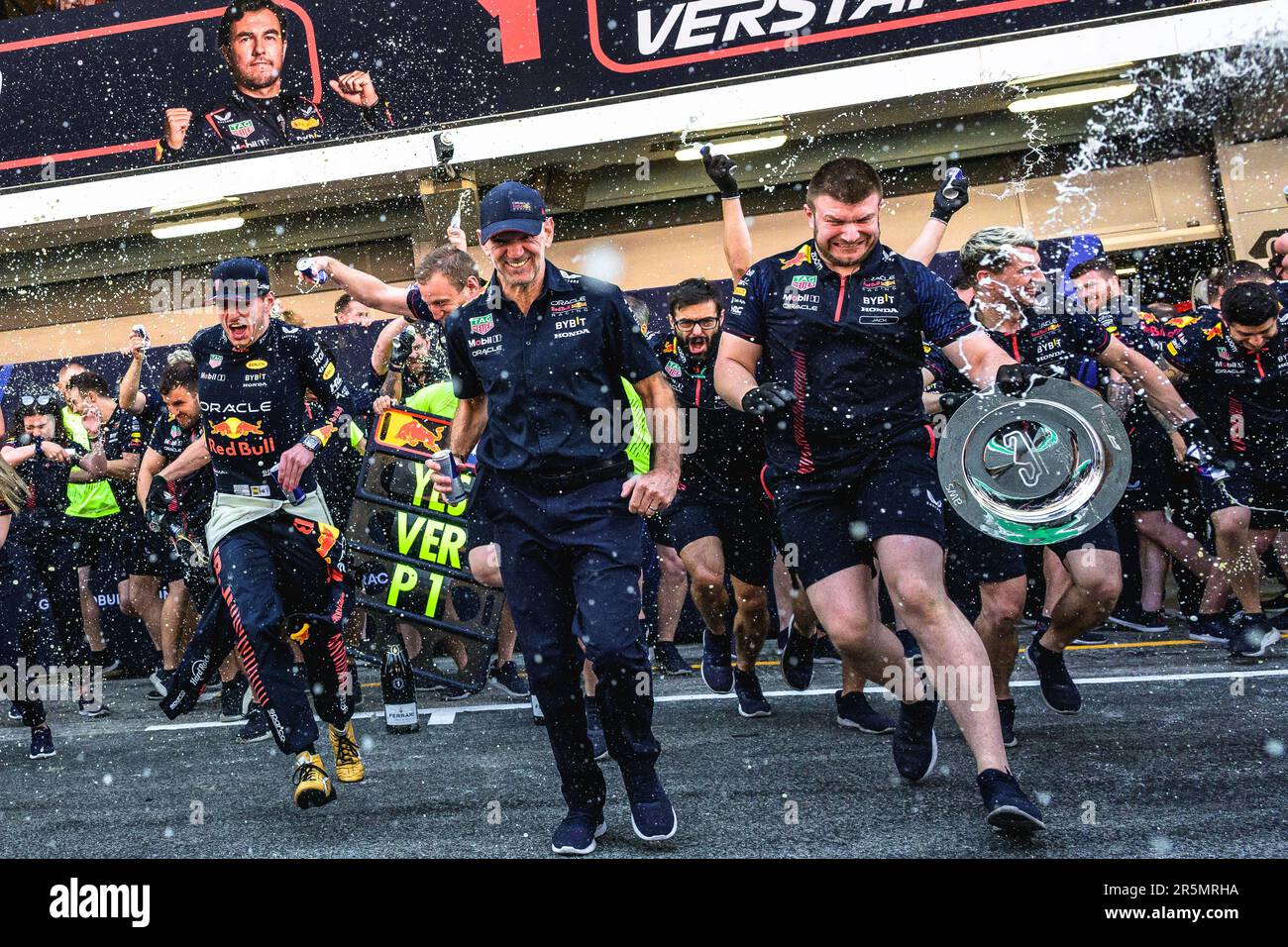 Montmelo, Spain. 4th June, 2023. MAX VERSTAPPEN (NED) and the whole ...