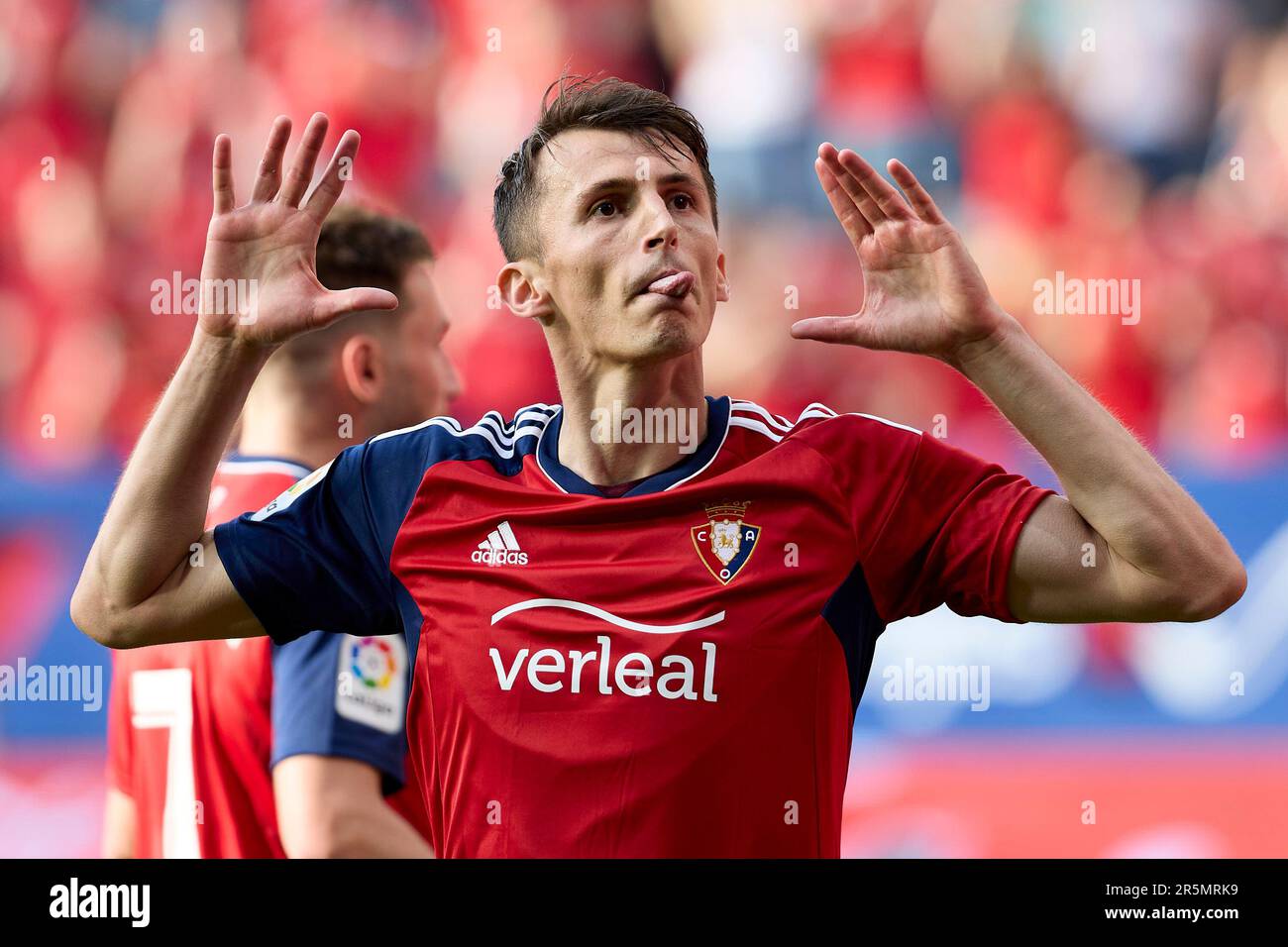 Ante Budimir (forward; CA Osasuna) celebrates a goal during the Spanish ...
