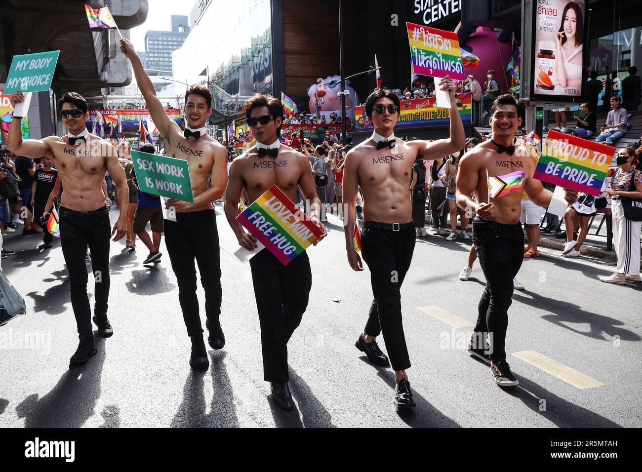 Bangkok, Thailand. 4th June, 2023. Demonstrators march during Bangkok ...