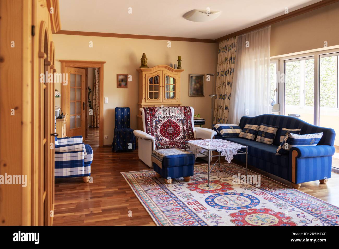 Private interior, a room with a sofa, armchairs, wardrobes and a large ...