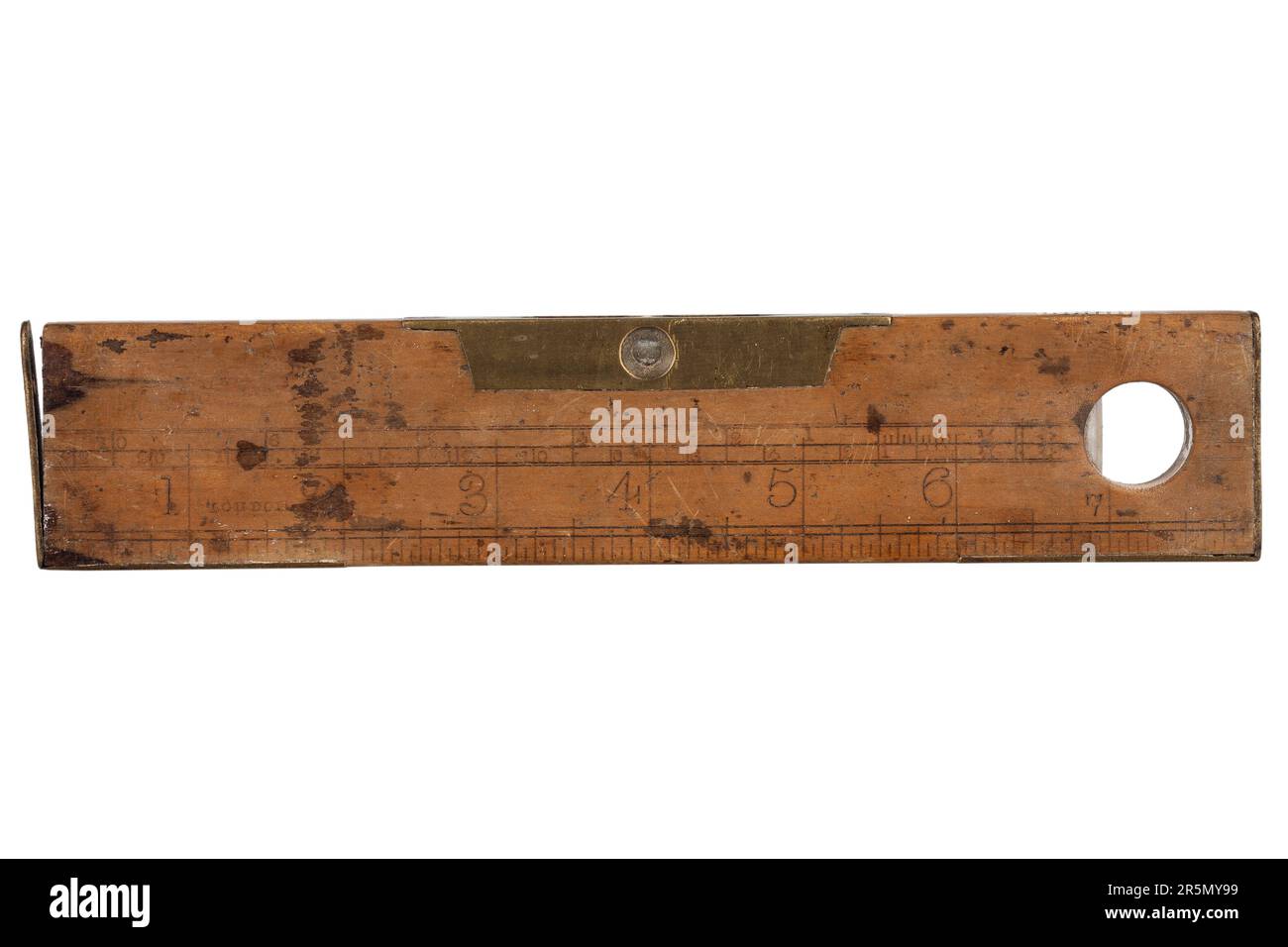 Antique carpenter's boxwood 8 inch ruler with spirit level from 19th ...