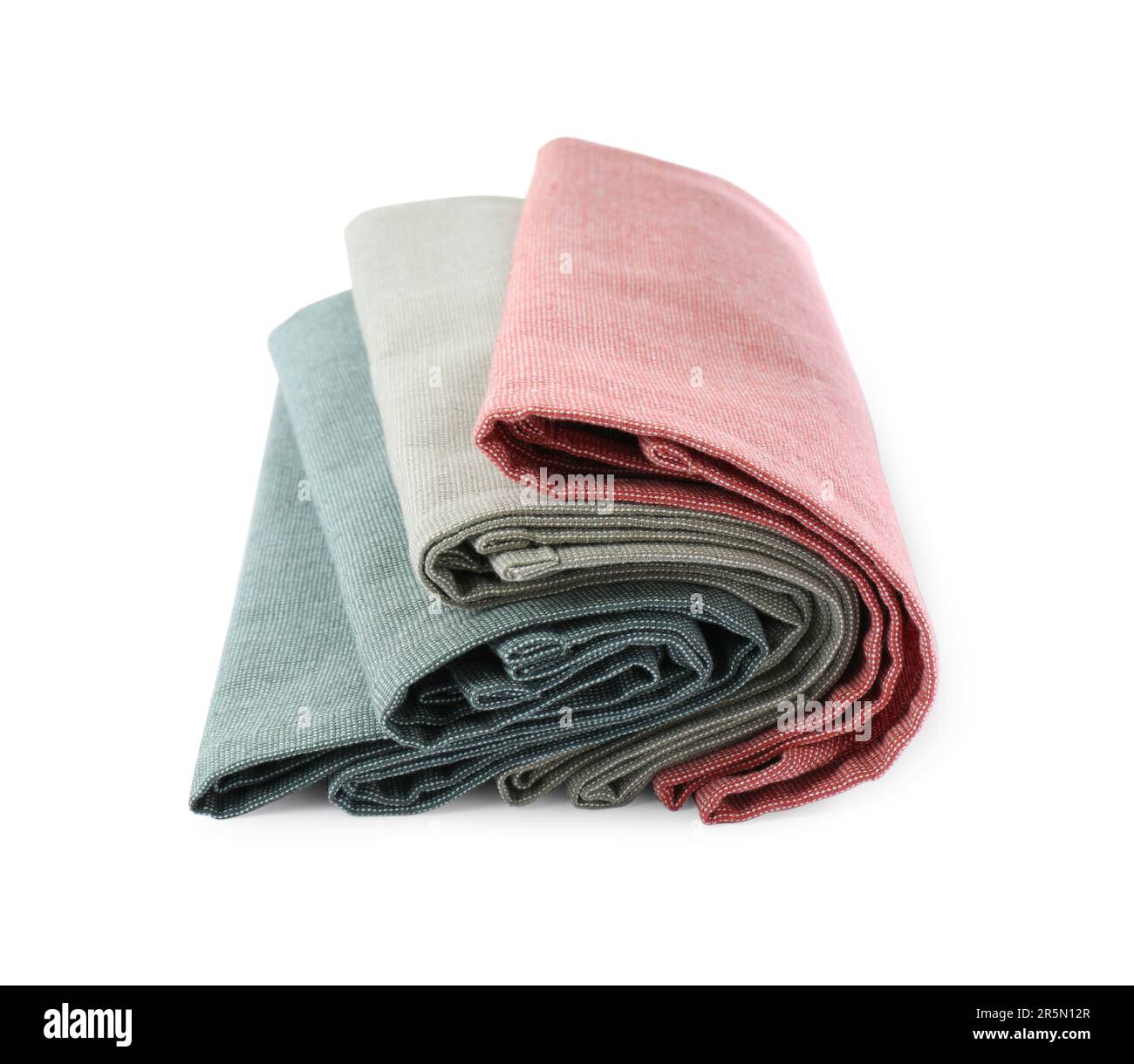 Rolled clean kitchen towels isolated on white Stock Photo - Alamy