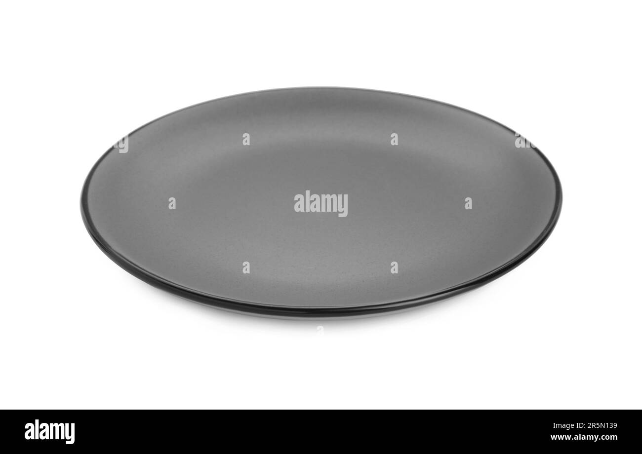 Empty gray ceramic plate isolated on white Stock Photo - Alamy