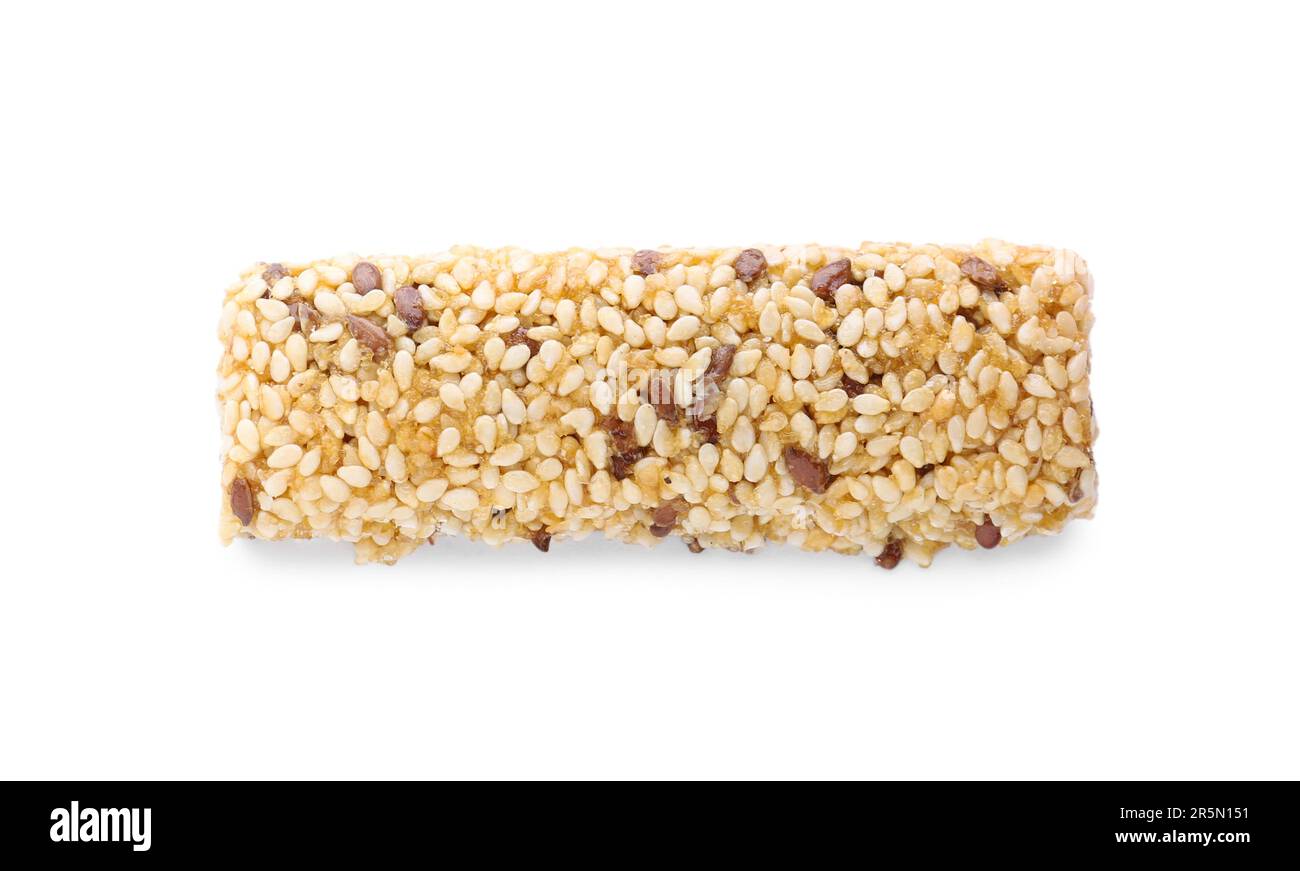 Tasty sesame seed bar isolated on white Stock Photo - Alamy
