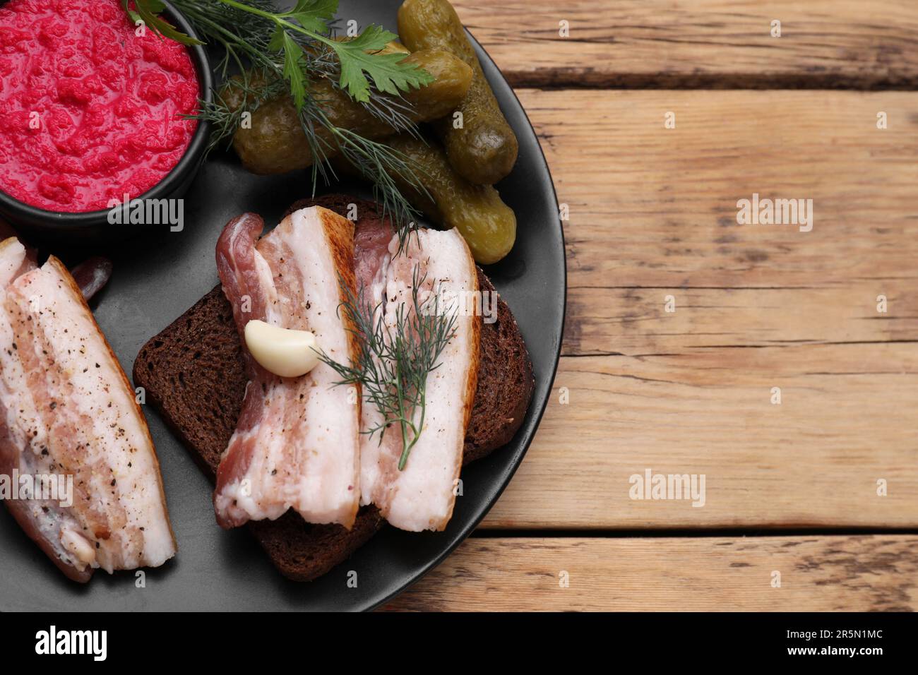 Salted pork fatback slices bread hi-res stock photography and images ...
