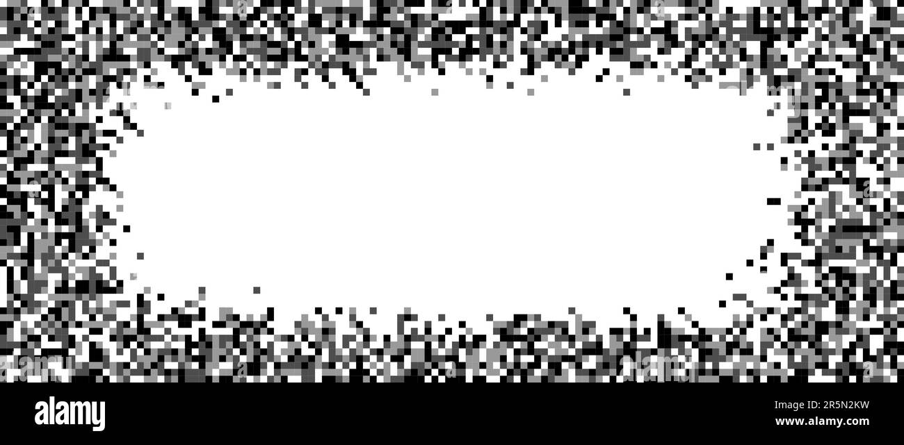 Pixelated halftone gradient frame. Fading radial pixel texture ...