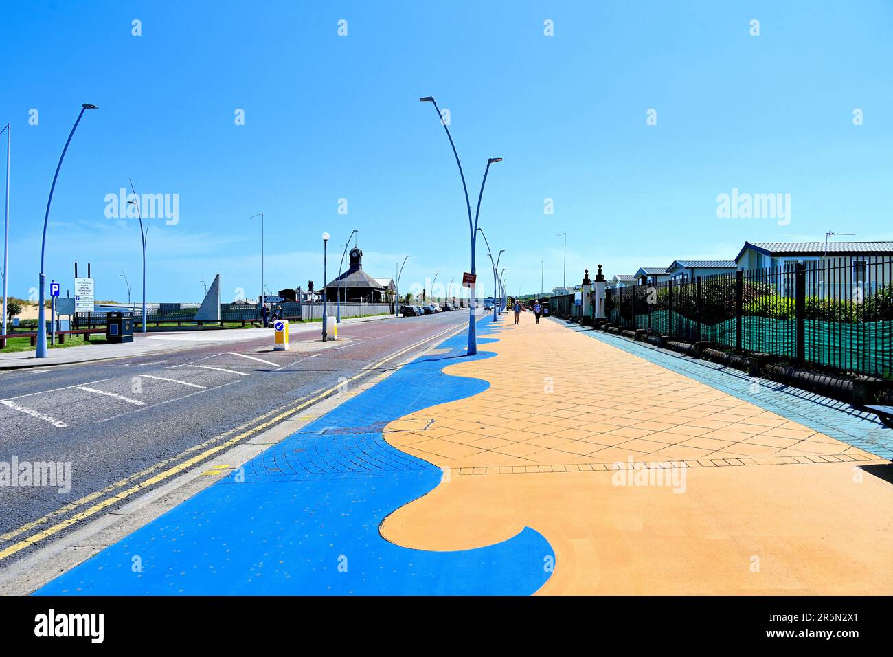 South Promenade colourful walkway on the coast at South Shields against ...