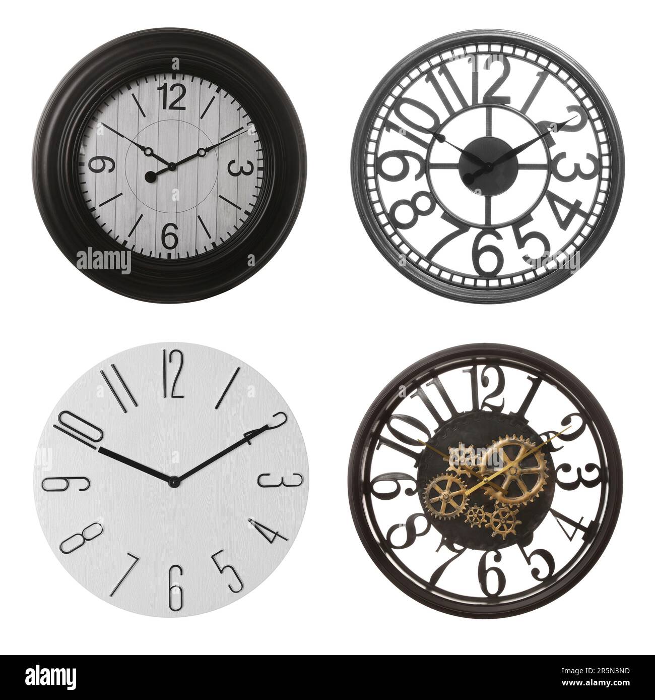 Collage numbers clocks Cut Out Stock Images & Pictures - Alamy