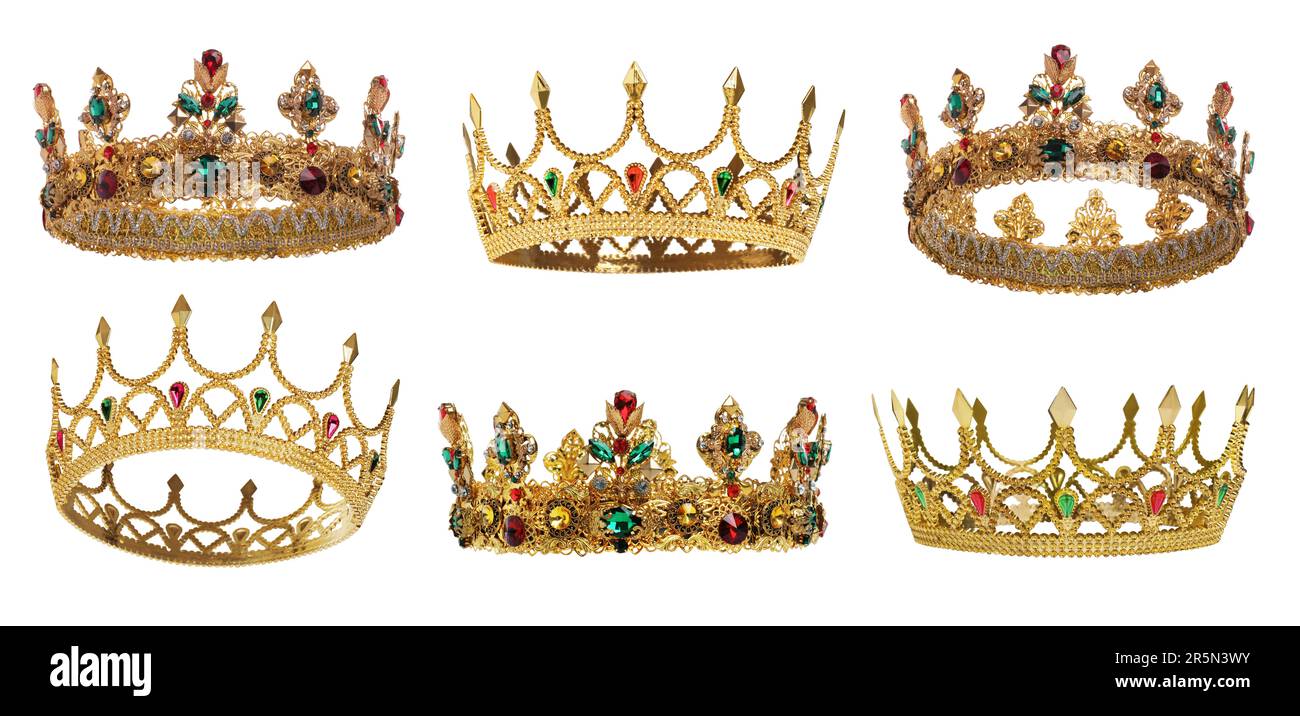Set royal gold crowns hi-res stock photography and images - Alamy