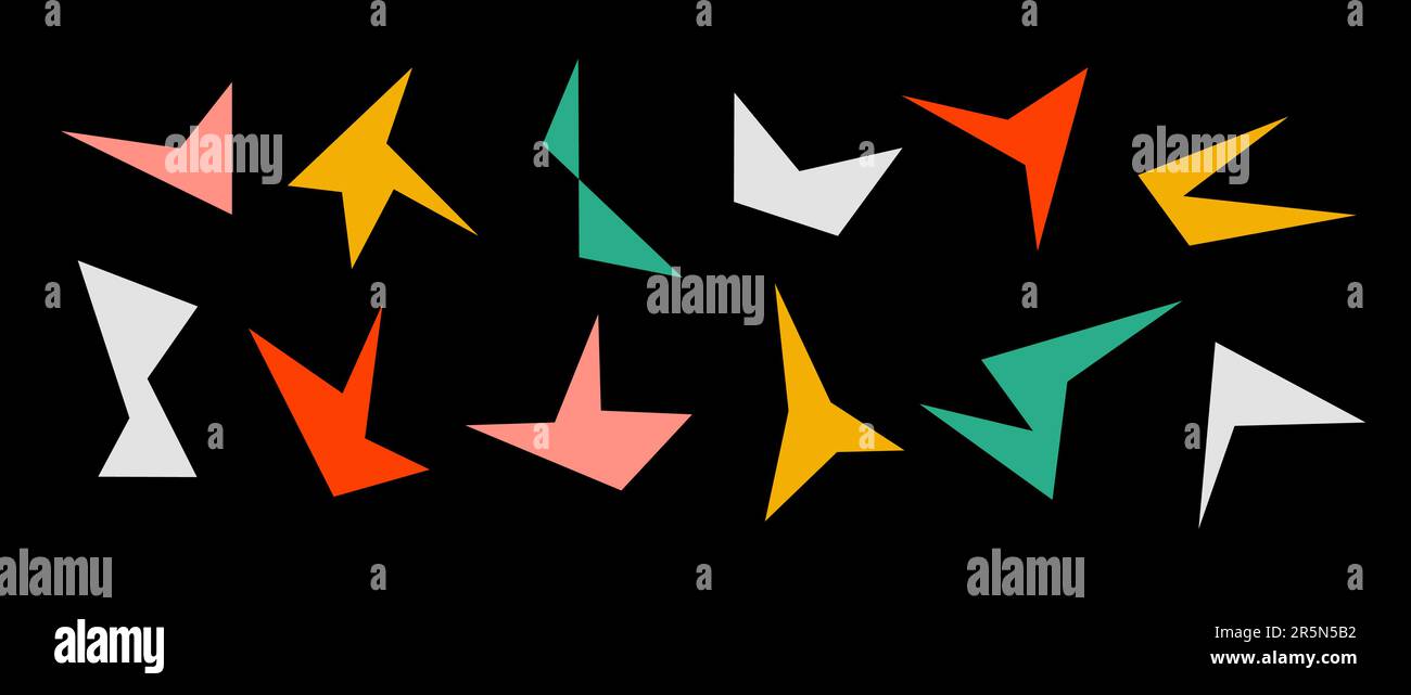 Simple colorful sharp irregular shapes set. Abstract geometric edgy ...