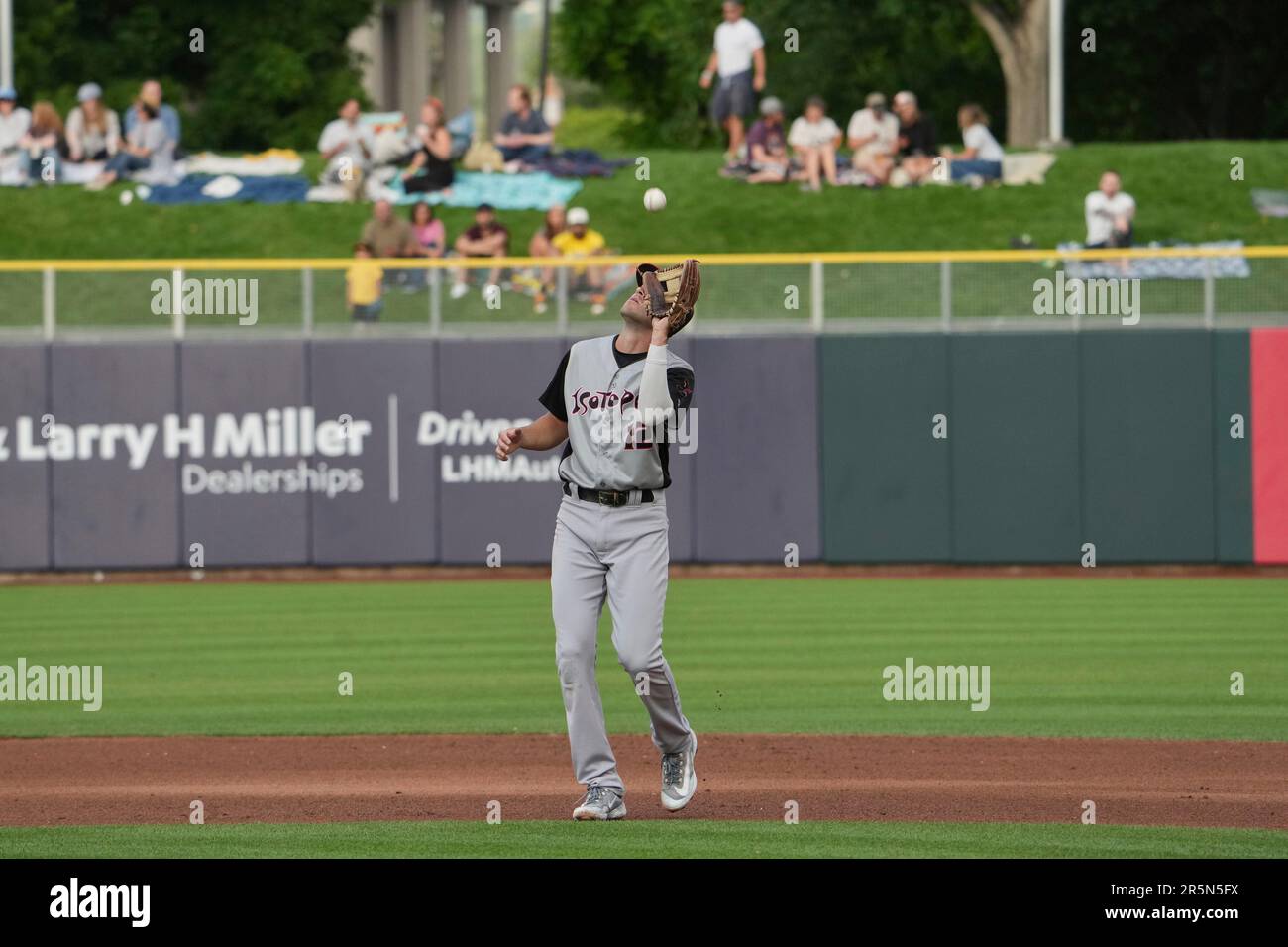 June 3 2023: Albuquerque shortstop Conner Kaiser (12) makes a play ...