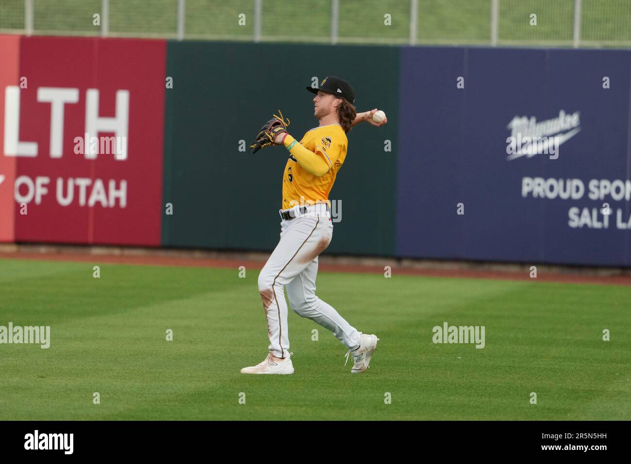 June 3 2023: Salt Lake right fielder Brett Phillips (5) makes a play ...