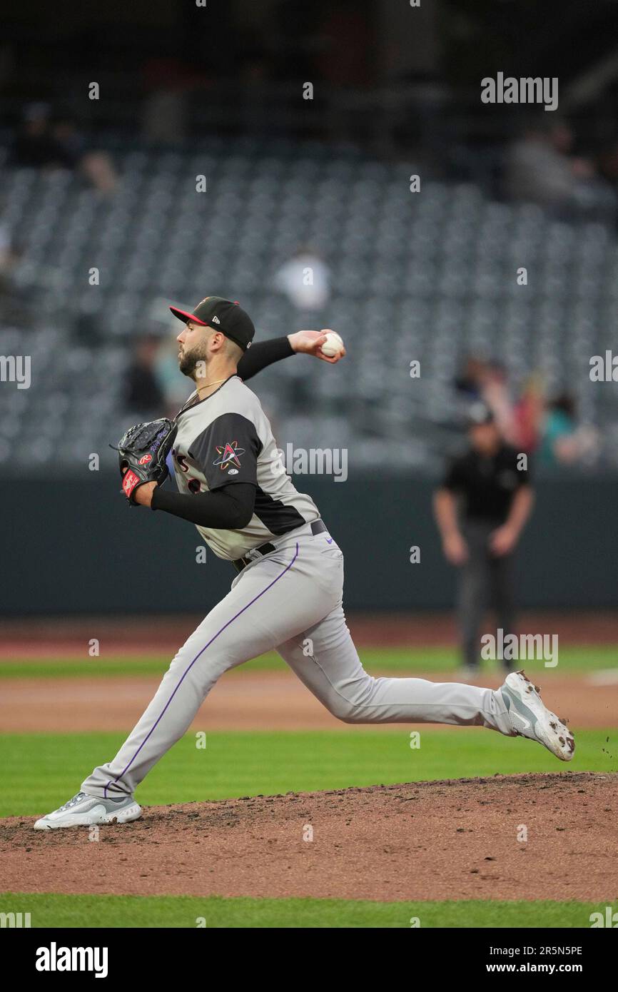 Salt Lake UT, USA. 3rd June, 2023. Albuquerque pitcher Riley Pint (27 ...